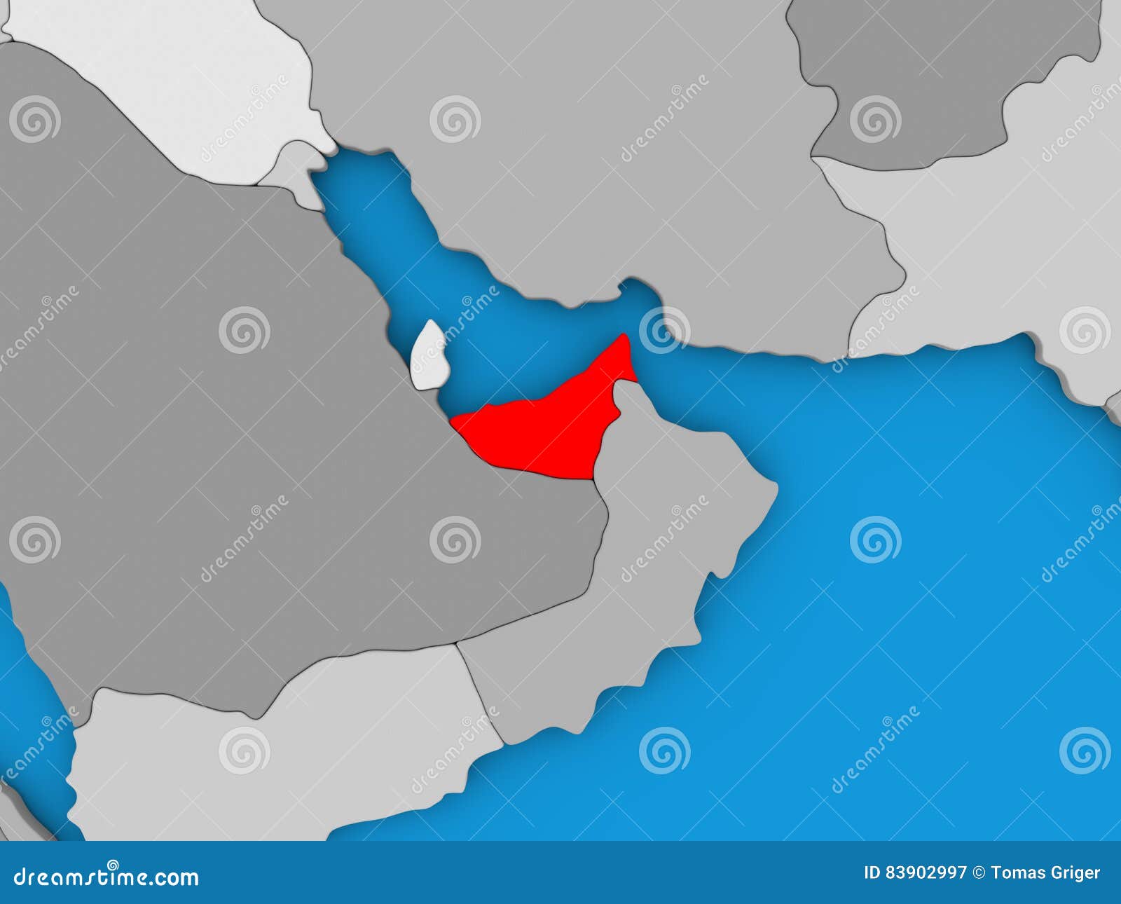 United Arab Emirates in Red on Globe Stock Illustration - Illustration ...