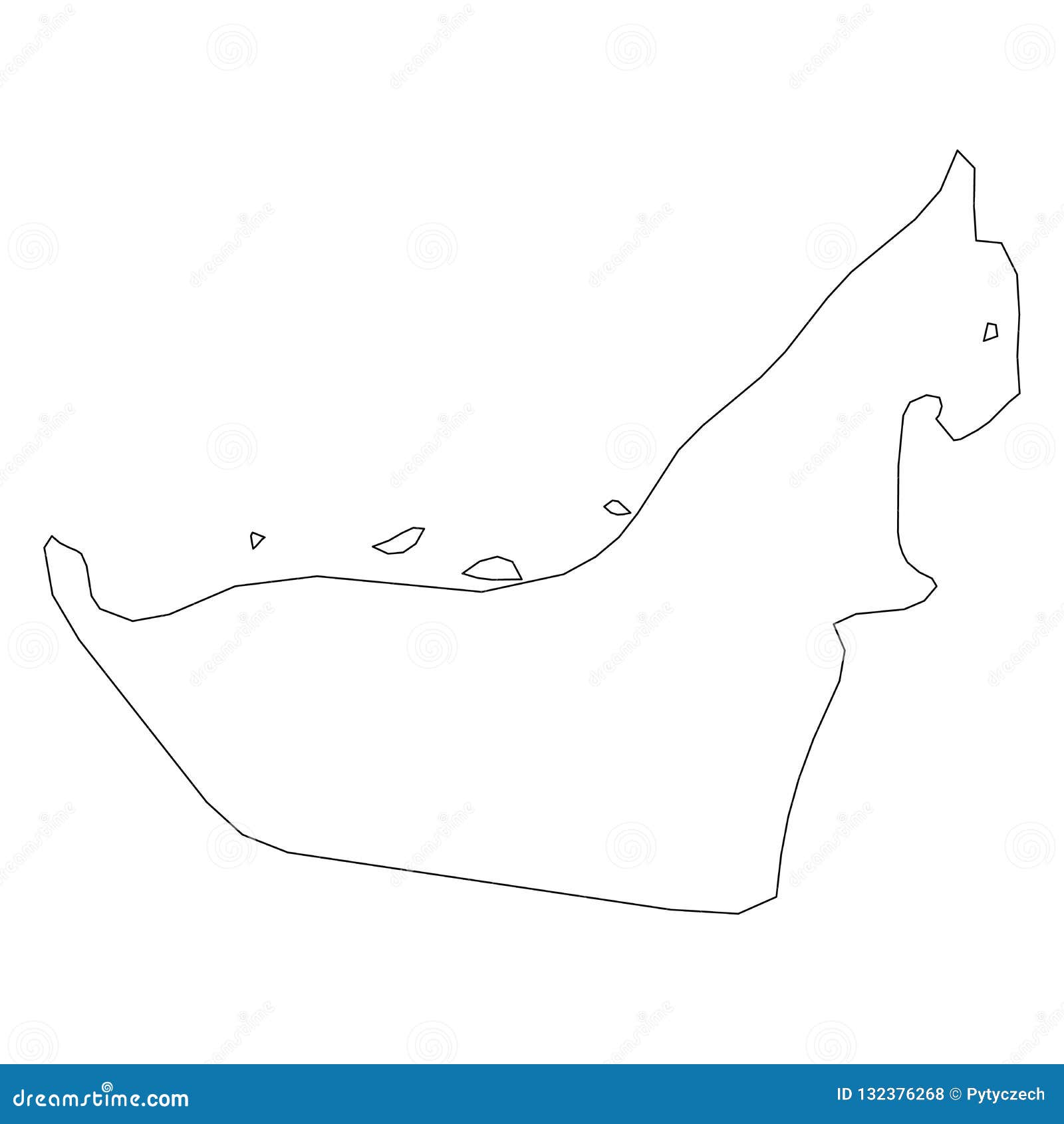 United Arab Emirates, UAE - Solid Black Outline Border Map of Country ...