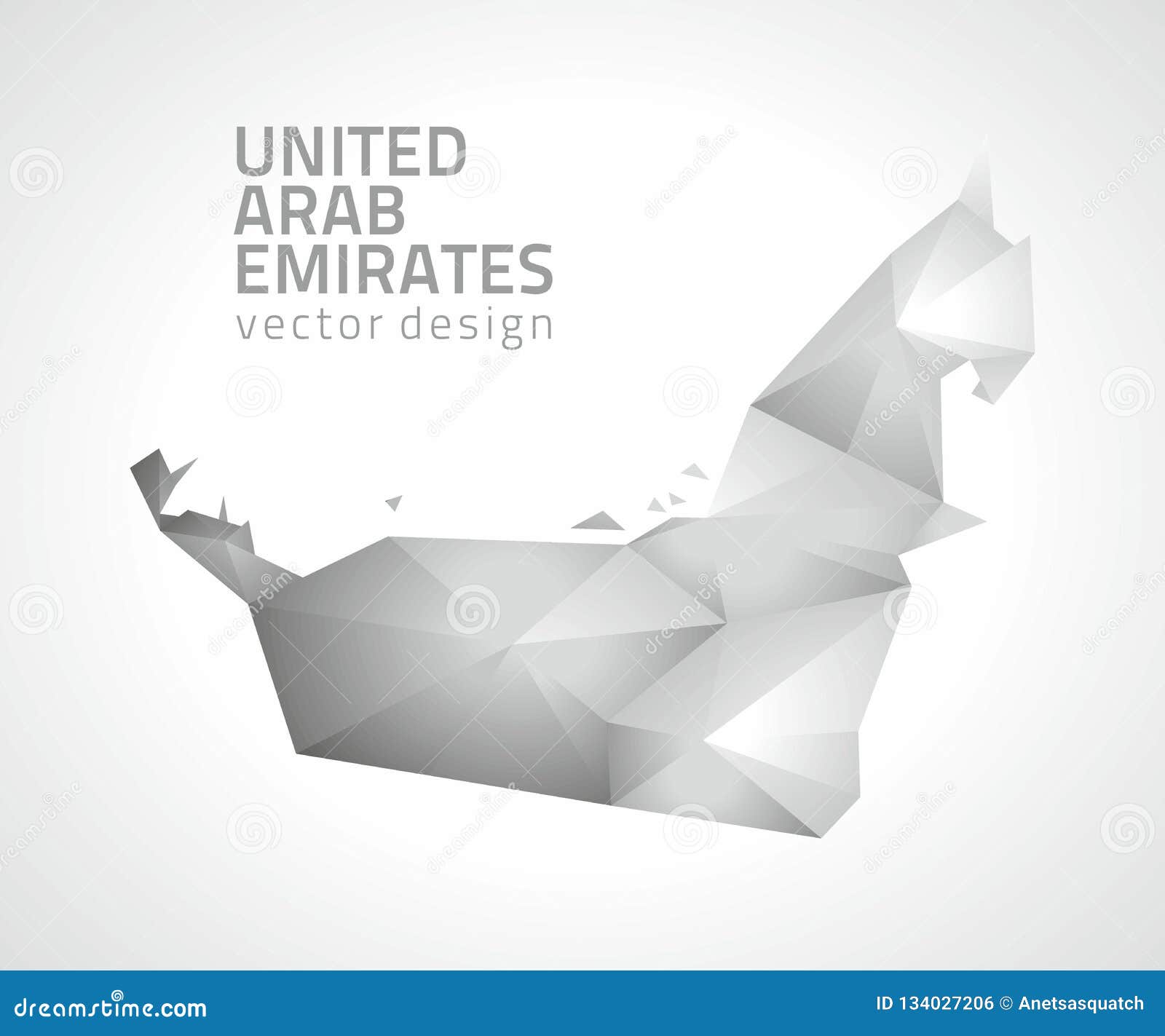 United Arab Emirates Vector Polygonal Grey and Silver Triangle Map ...