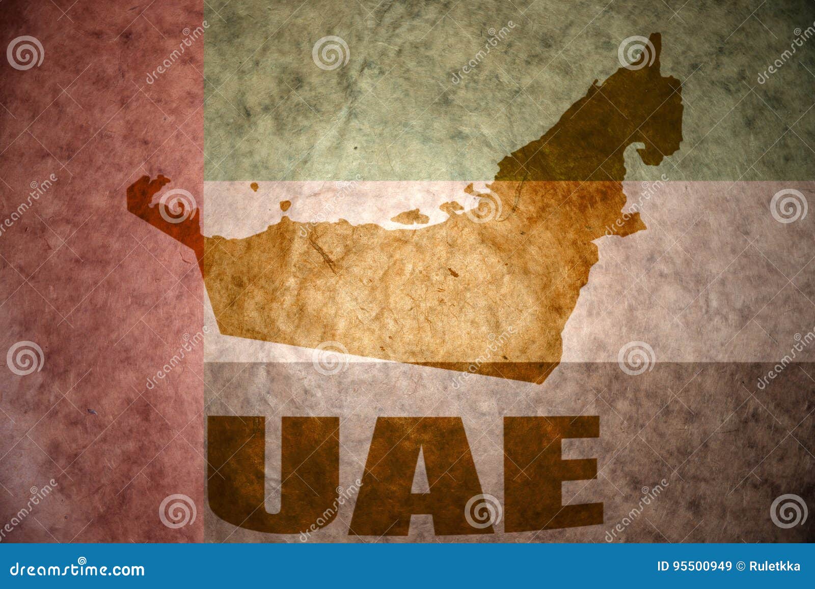 United Arab Emirates Vintage Map Stock Image - Image of central ...