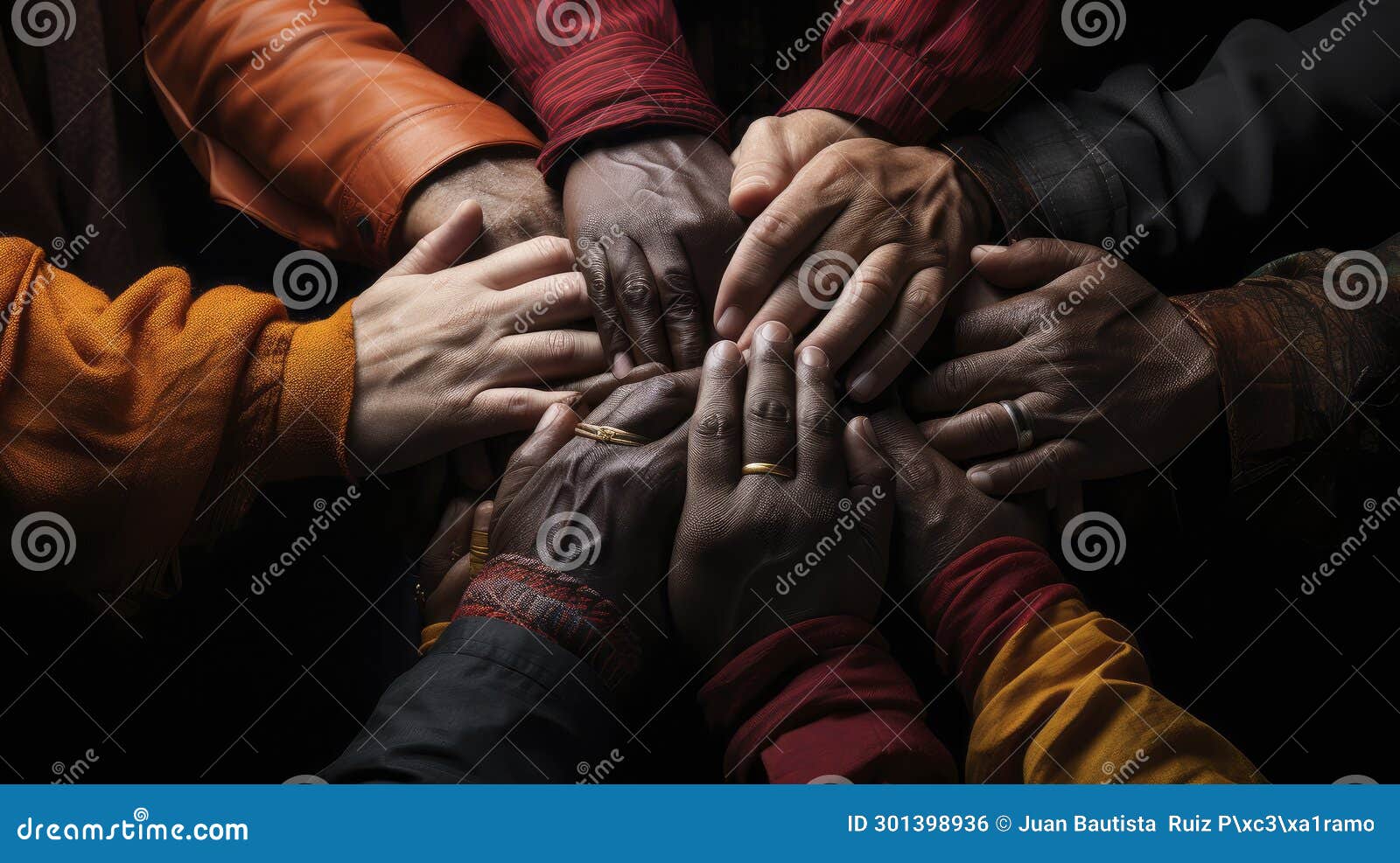 United in Diversity: Multicultural Hands Together in Harmony. Stock ...