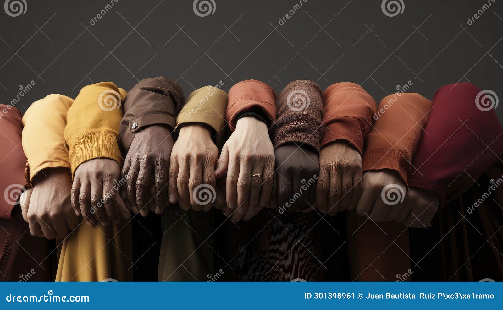 United in Diversity: Multicultural Hands Together in Harmony. Stock ...