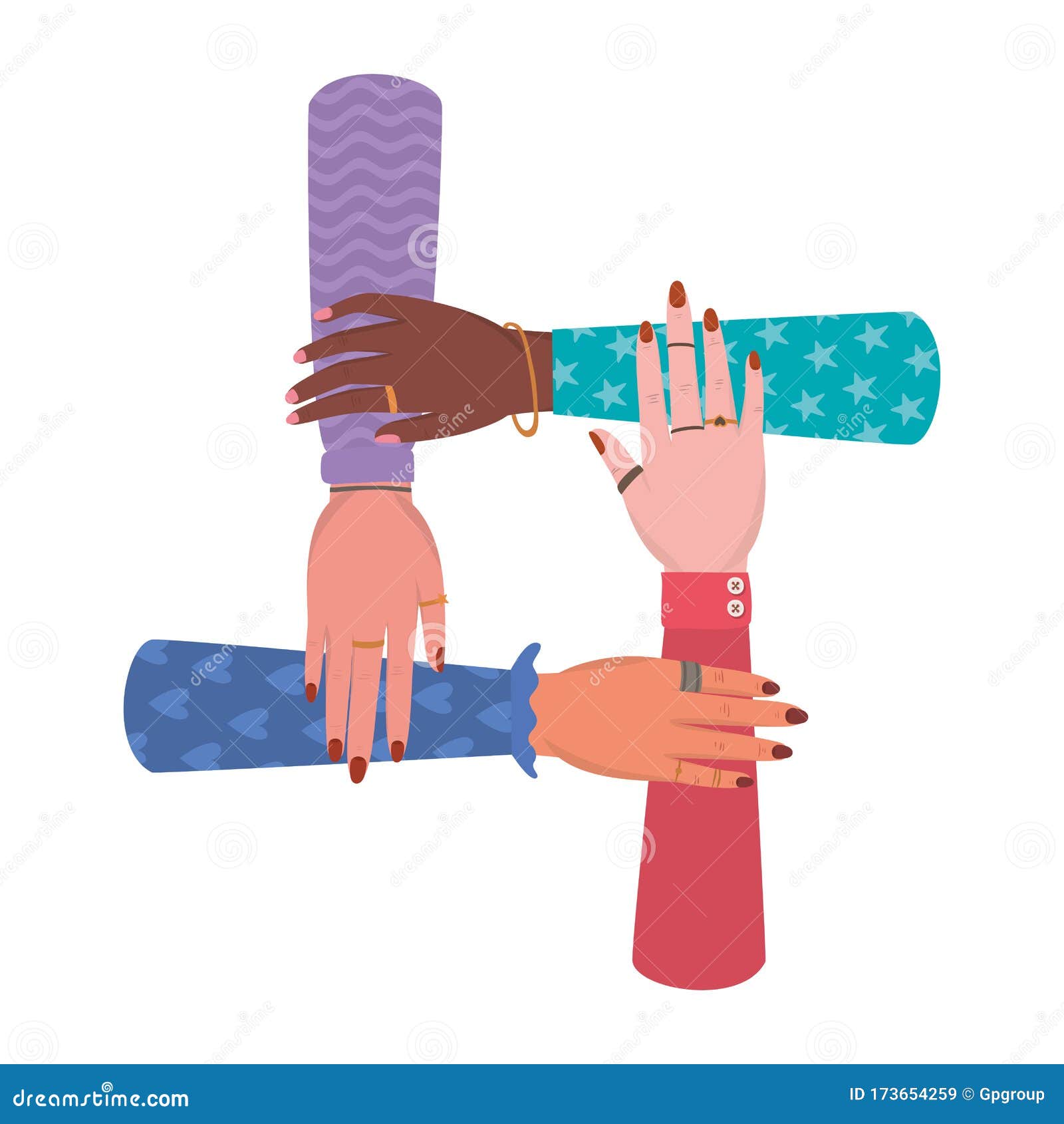 Isolated United Female Hands Vector Design Stock Vector - Illustration ...
