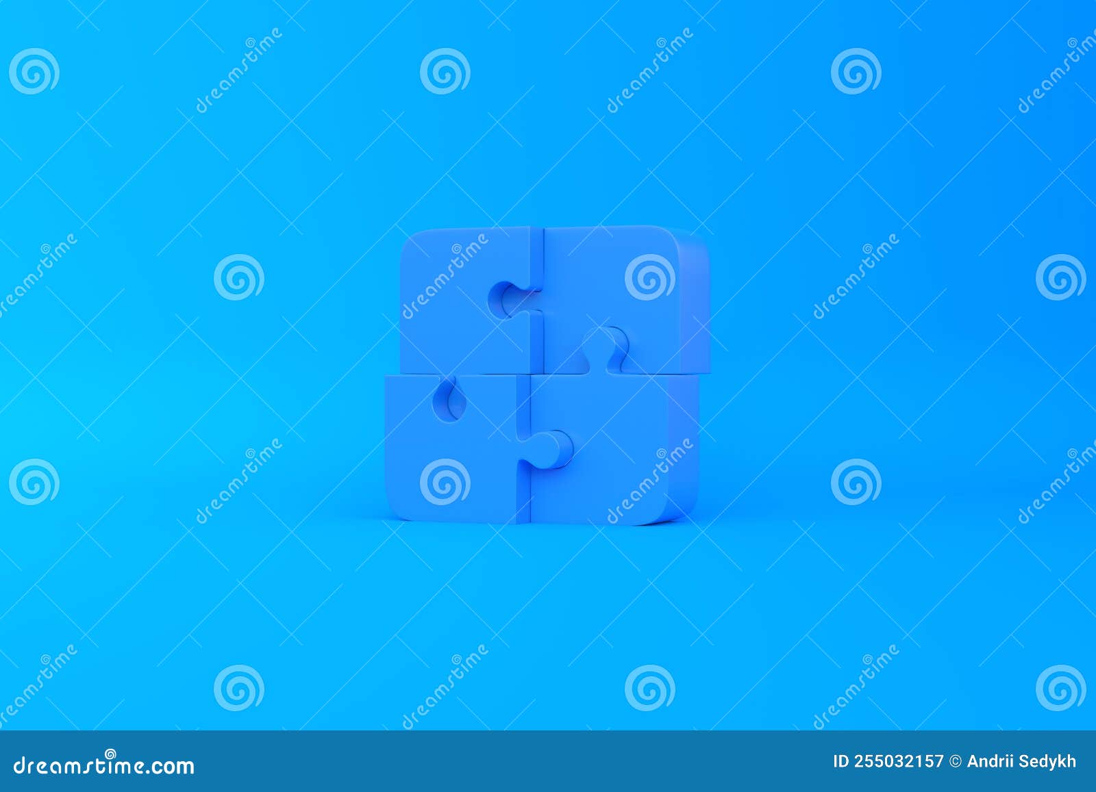 United Four Puzzles on a Blue Background Stock Illustration ...