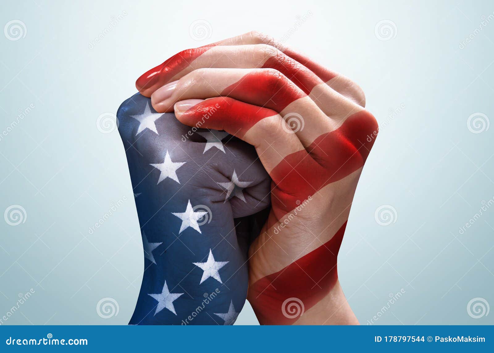 United Hands with American Flag Pattern Stock Photo - Image of america ...