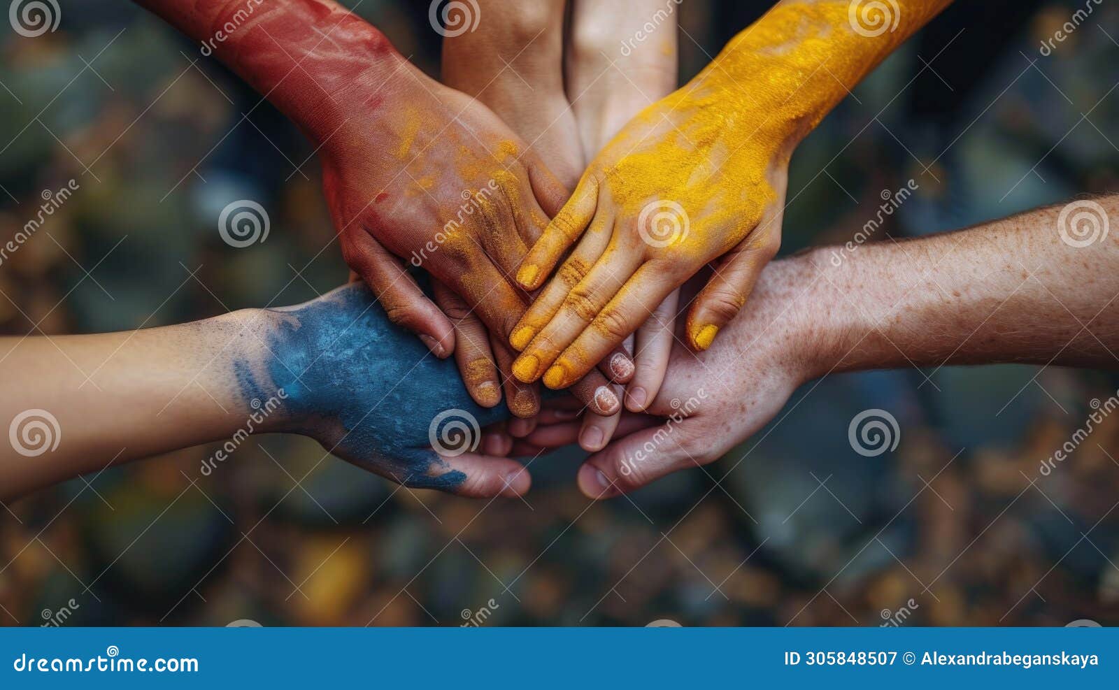 United Hands Painted in Different Colors Stock Illustration ...