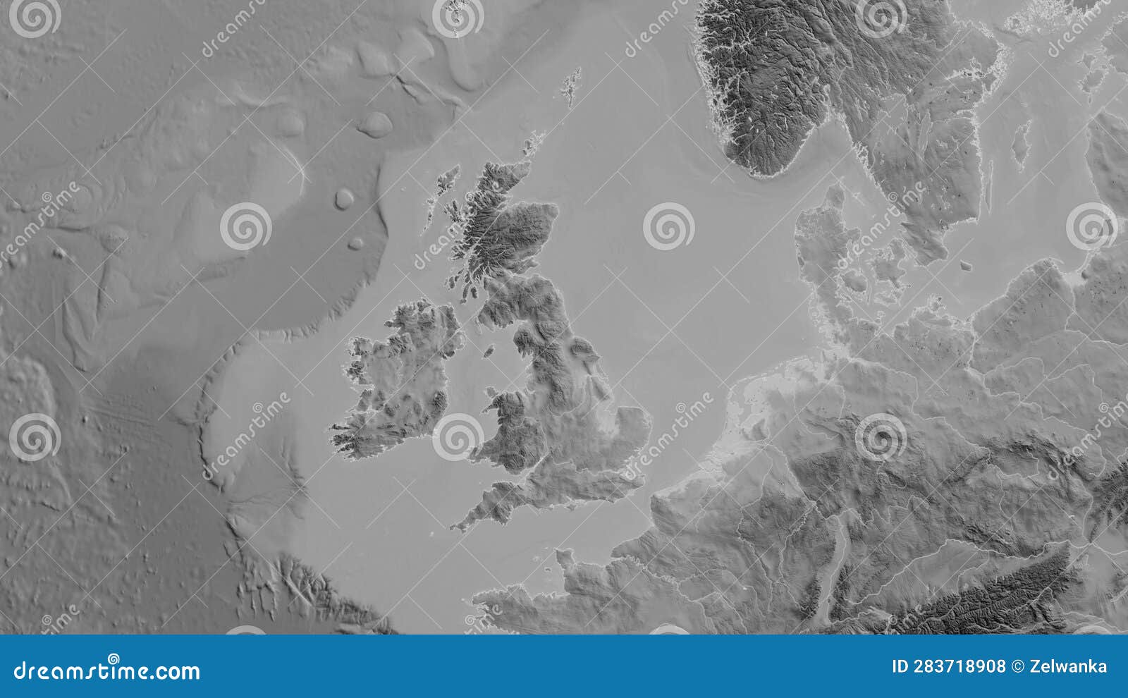 United Kingdom Area. Grayscale Map Stock Illustration - Illustration of ...