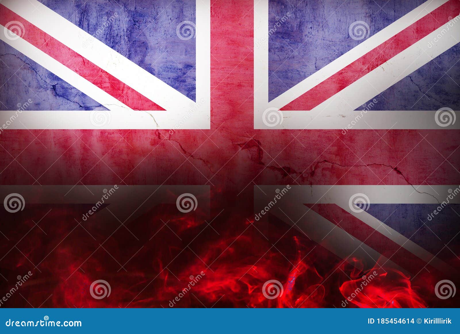 United Kingdom Burning Fire Flag War Conflict Night Stock Photo - Image ...