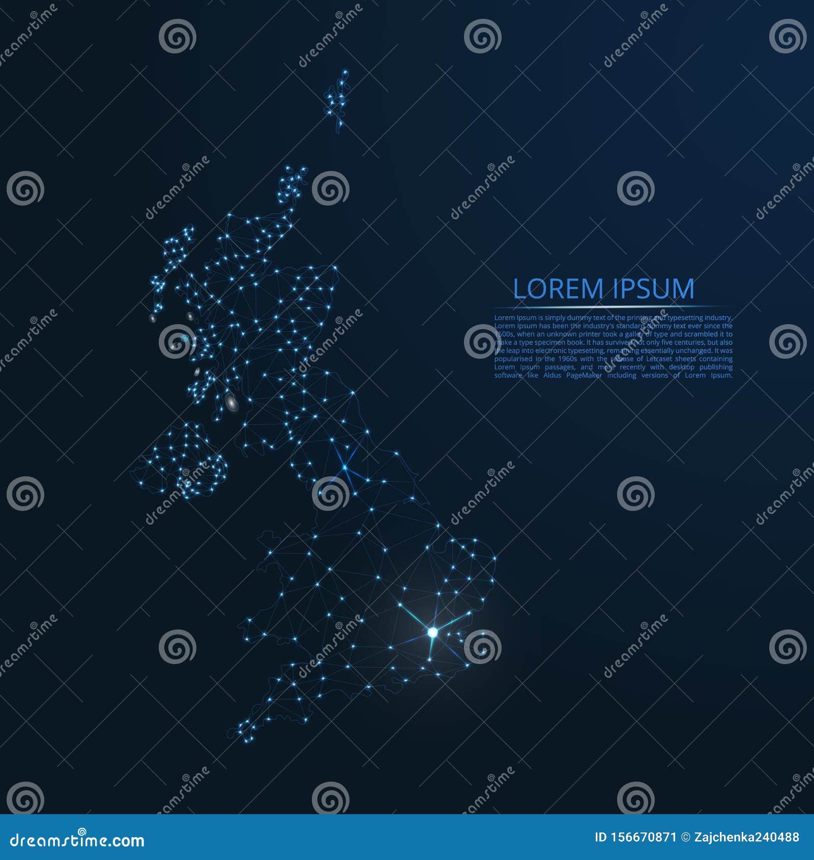 United Kingdom Communication Network Map. Vector Low Poly Image of a ...