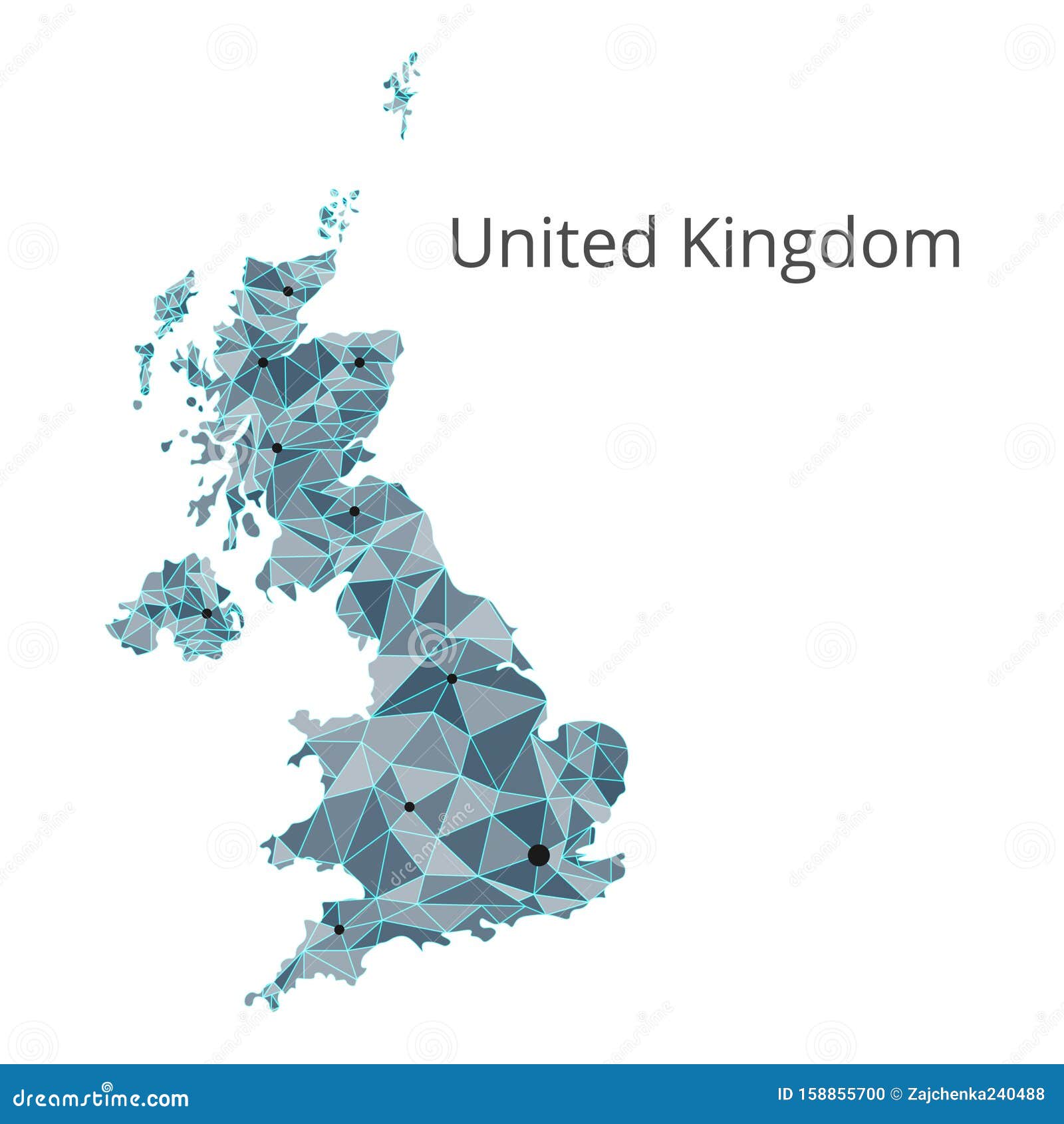 United Kingdom Communication Network Map. Vector Low Poly Image of a ...