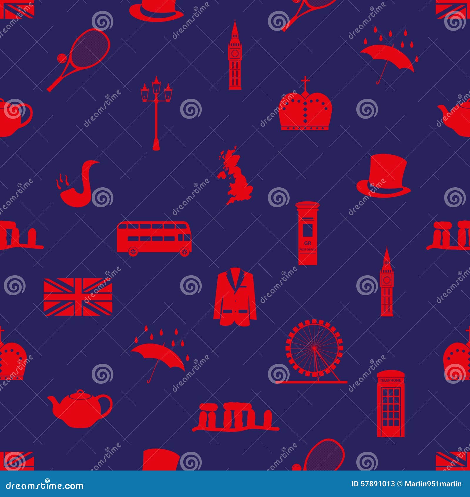 United Kingdom Country Theme Symbols Seamless Pattern Eps10 Stock ...