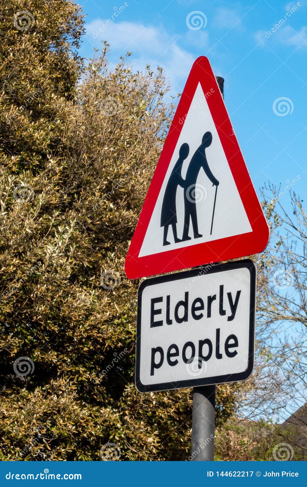 United Kingdom Elderly People Warning Sign Post Stock Image - Image of ...