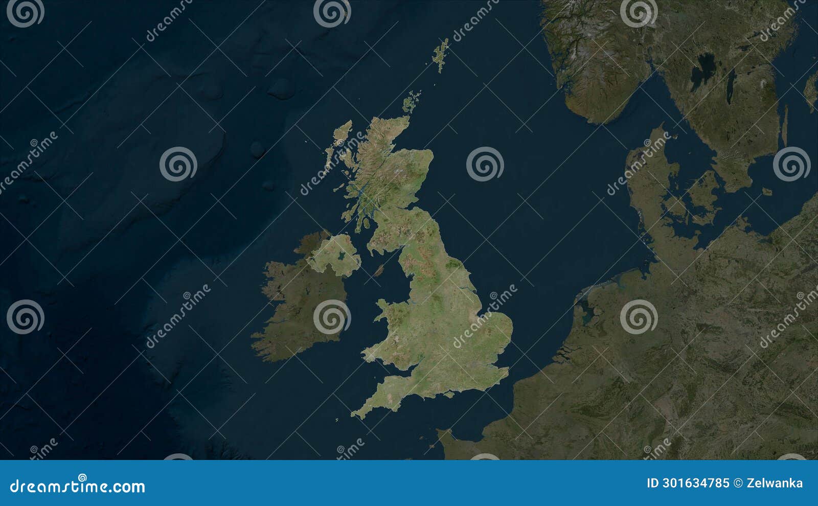 United Kingdom Highlighted. High-res Satellite Stock Illustration ...