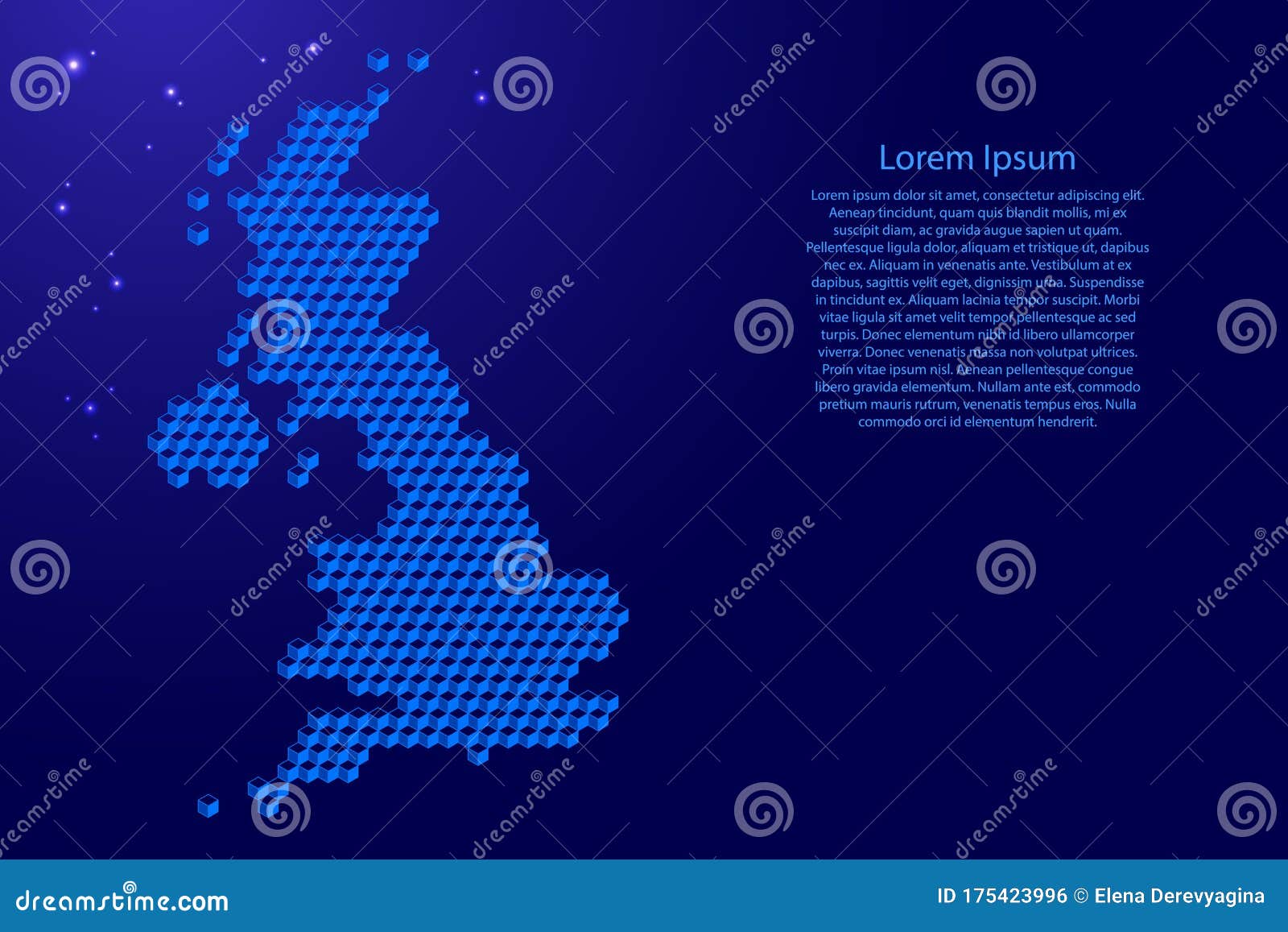 United Kingdom Map from 3D Blue Cubes Isometric Abstract Concept ...