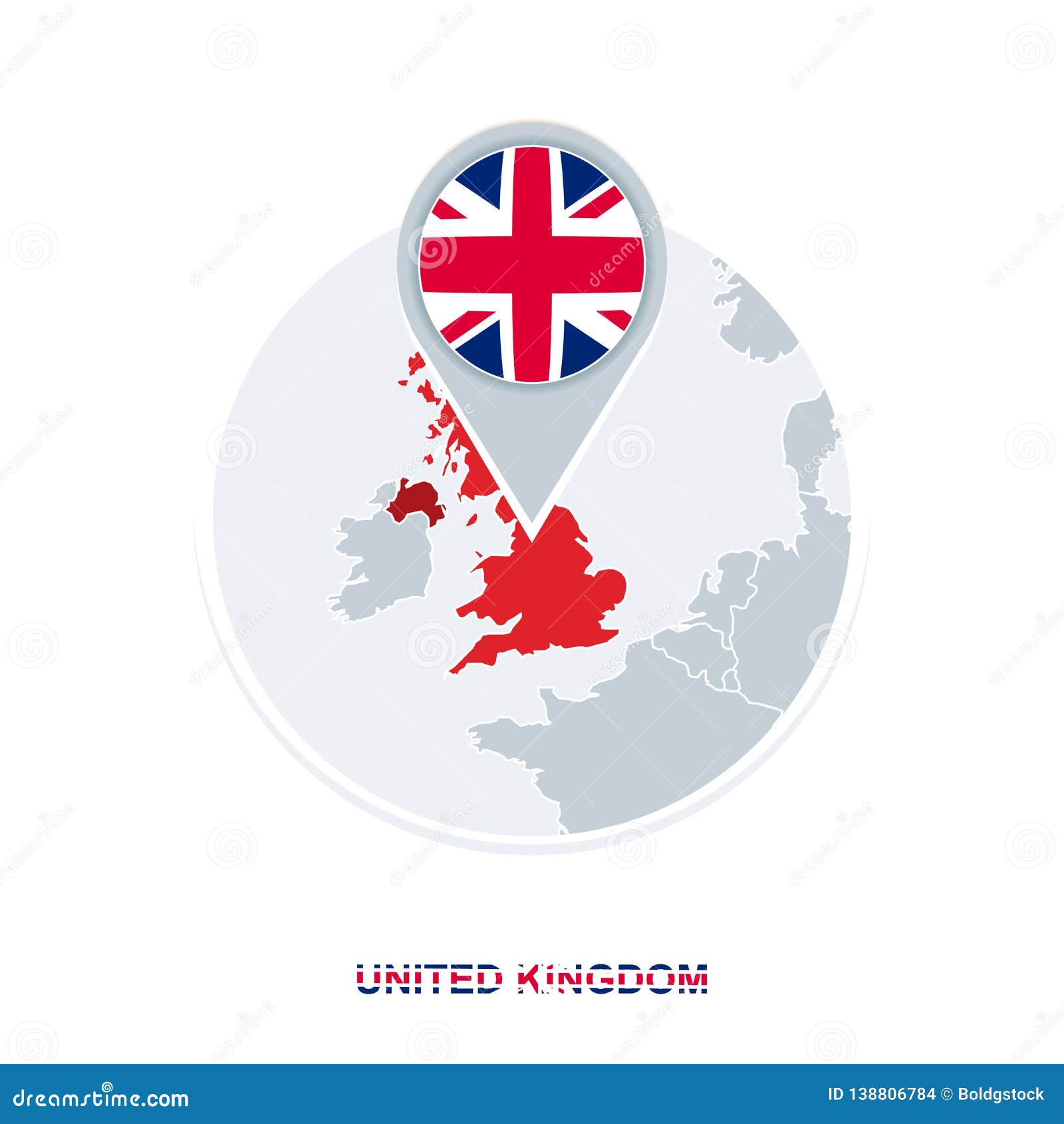 United Kingdom Map and Flag, Vector Map Icon with Highlighted UK Stock ...