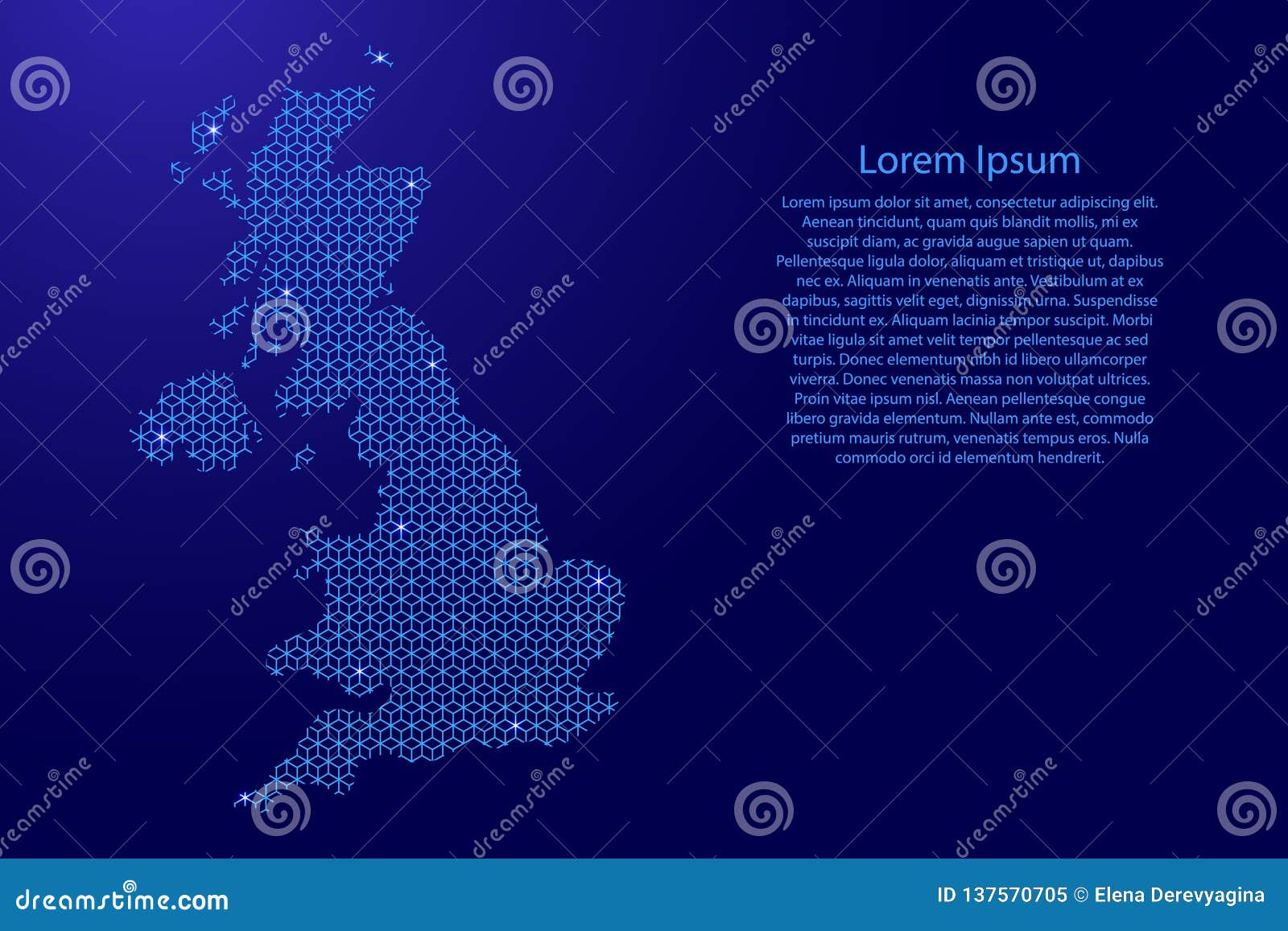 United Kingdom Map Great Britain Abstract Schematic from Blue Lines ...