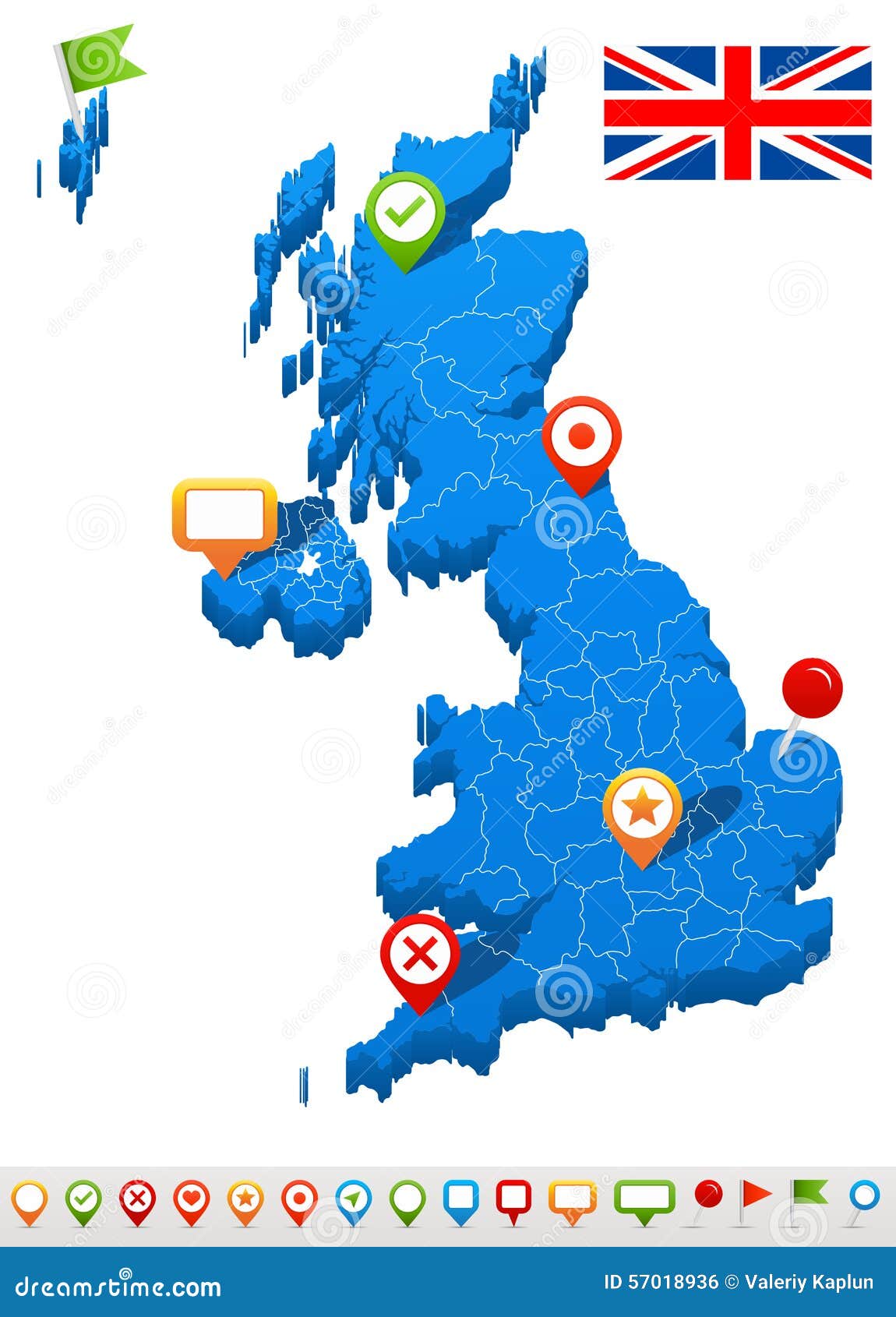 United Kingdom Map and Navigation Icons - Illustration. Stock Vector ...