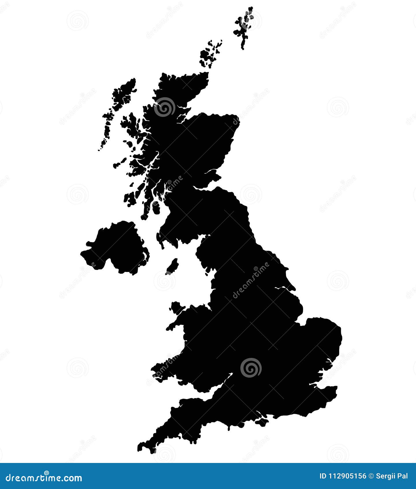 United Kingdom Map Vector Silhouette. Isolated on Black Stock Vector ...