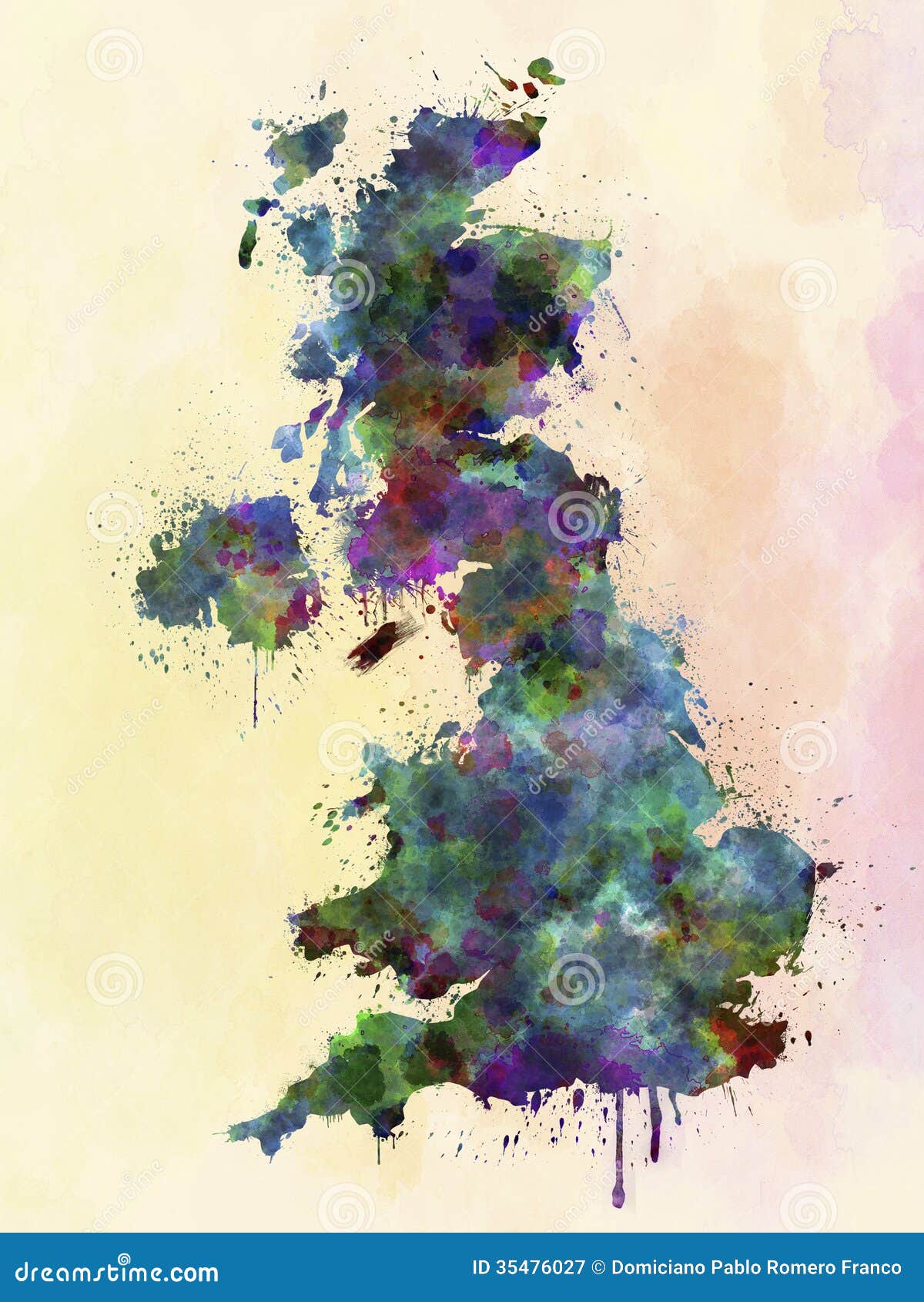 United Kingdom Map Watercolor Style Splash Stock Illustration ...