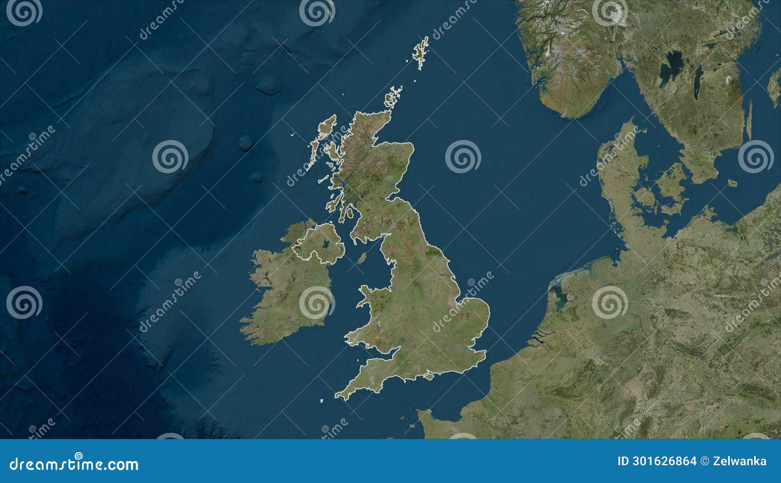 United Kingdom Outlined. High-res Satellite Stock Illustration ...