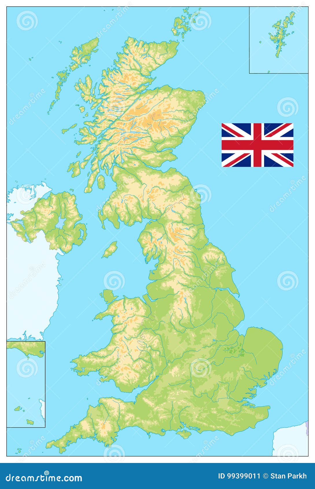 United Kingdom Physical Map Stock Vector - Illustration of cartography ...