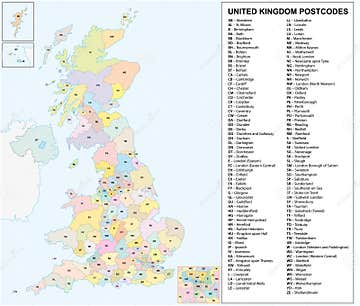 United Kingdom Postcodes or Postal Codes Vector Map Stock Vector ...