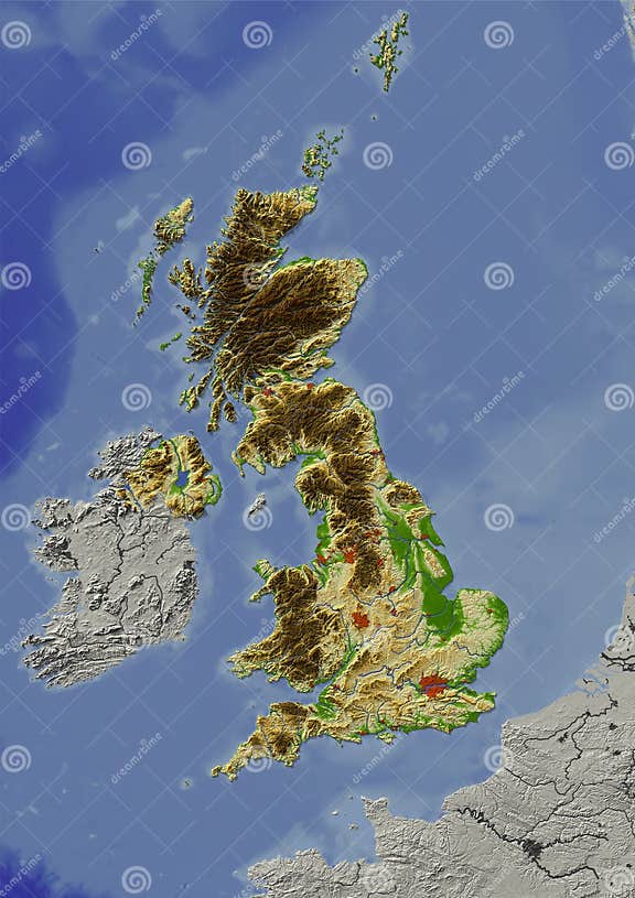 United Kingdom, relief map stock illustration. Illustration of britain ...