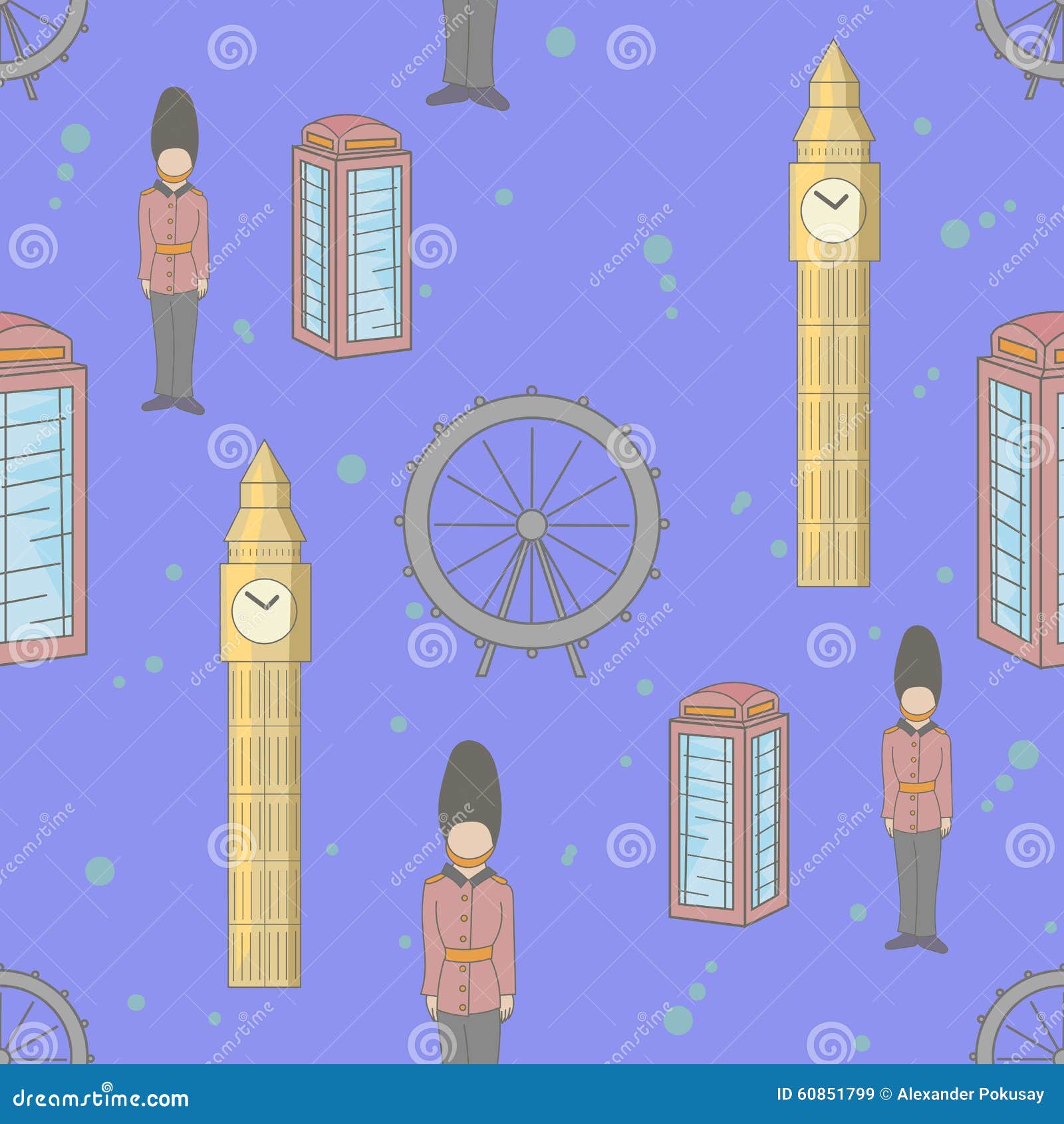 United Kingdom Seamless Pattern Blue Color Stock Vector - Illustration ...