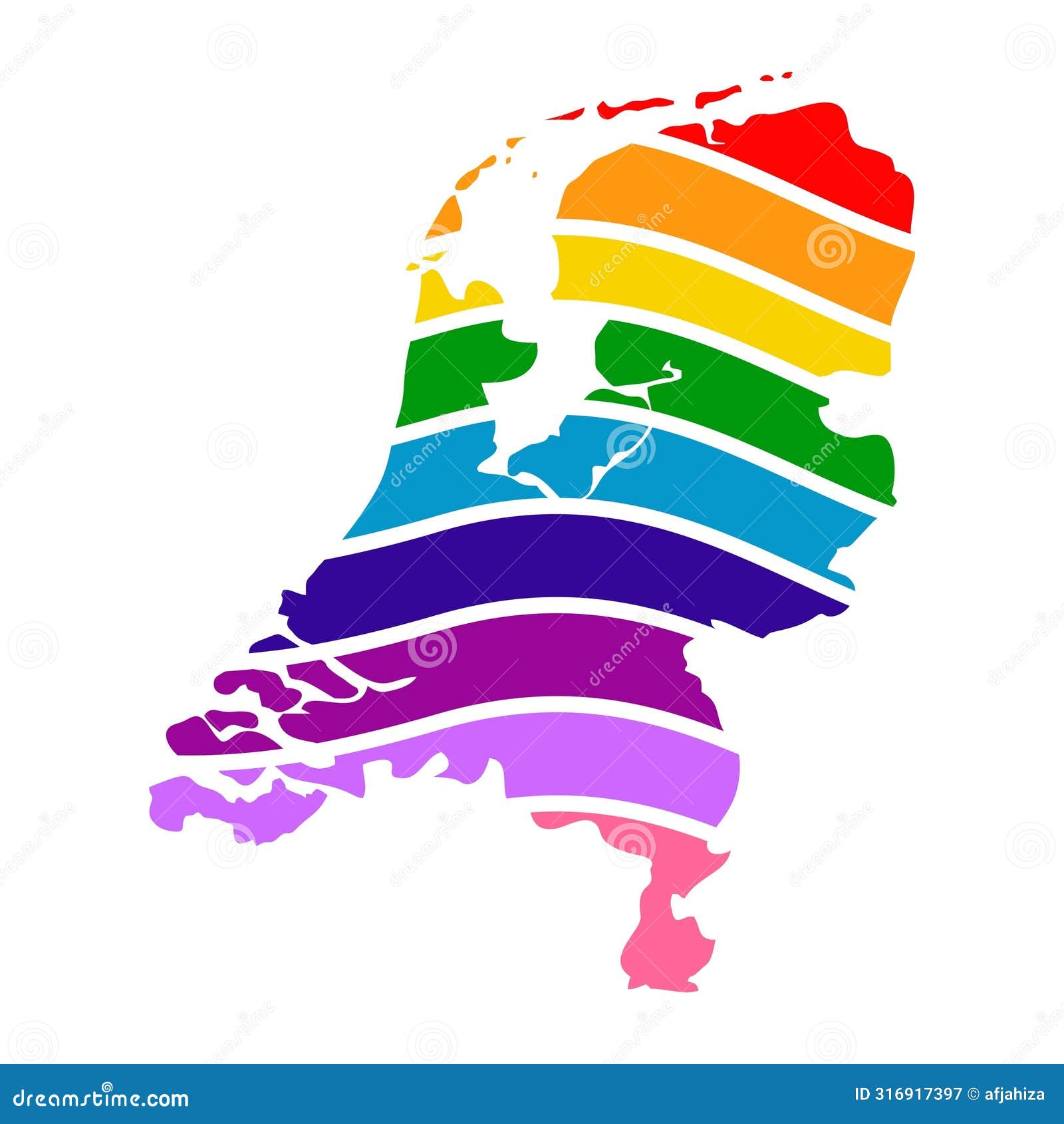 Netherlands Swoosh Silhouette Rainbow Map Stock Vector - Illustration ...