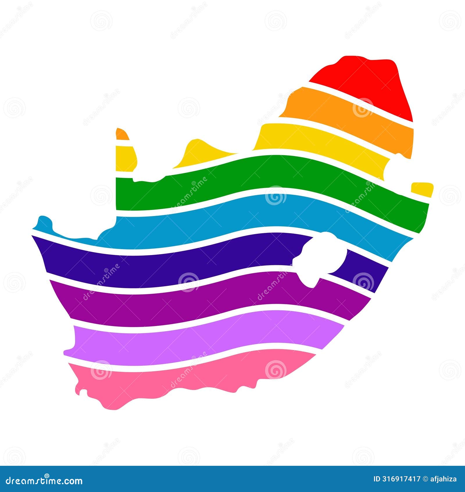 South Africa Swoosh Silhouette Rainbow Map Stock Vector - Illustration ...