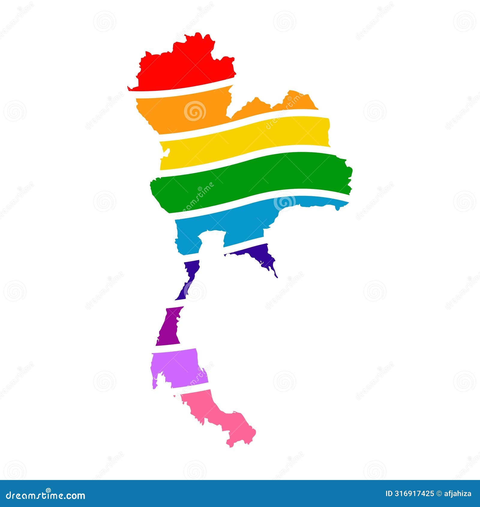 Thailand Swoosh Silhouette Rainbow Map Stock Vector - Illustration of ...