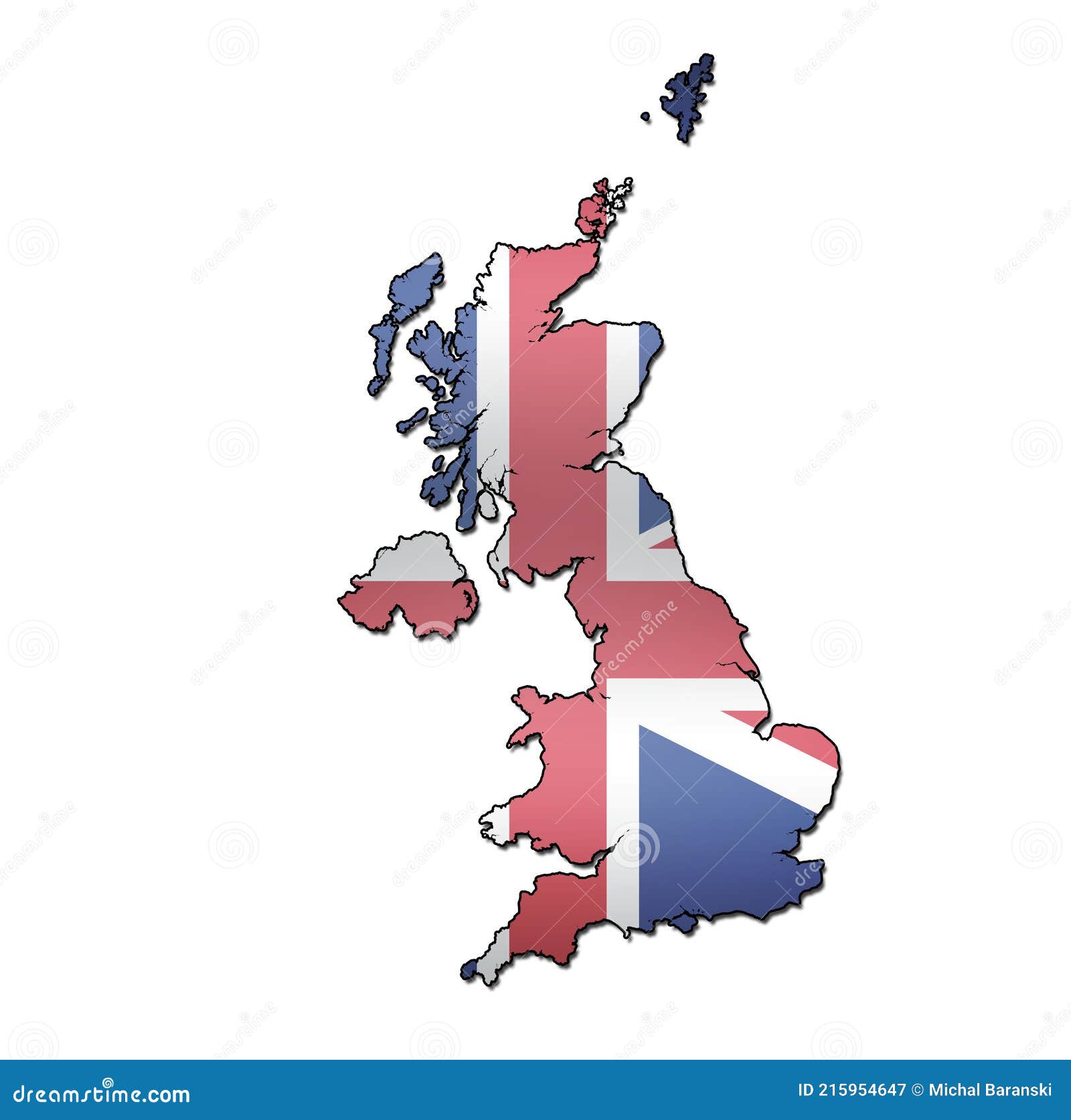 United Kingdom Territory with Flag Stock Illustration - Illustration of ...