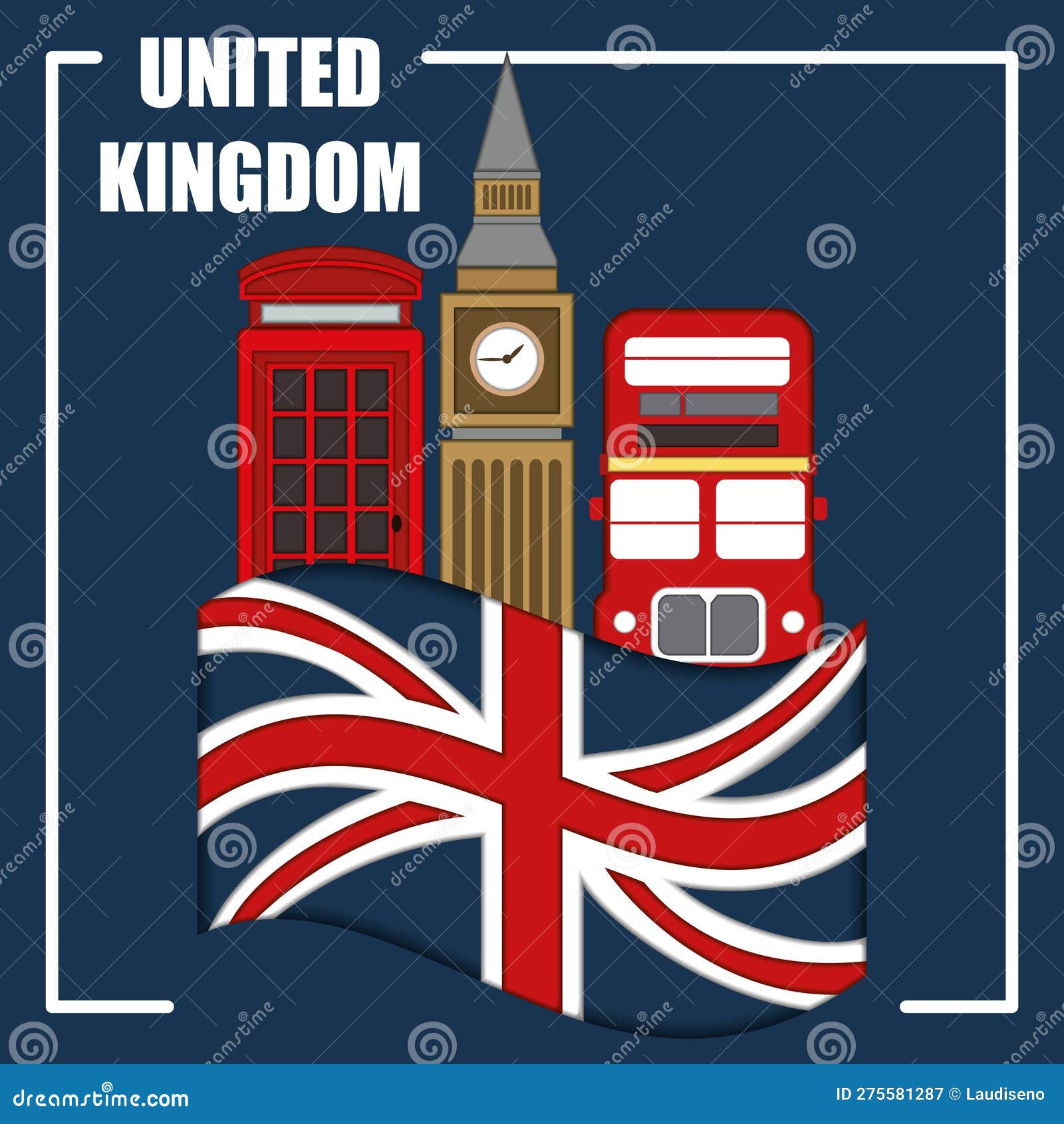 United Kingdom Travel Postcard with Traditional British Objects Vector ...