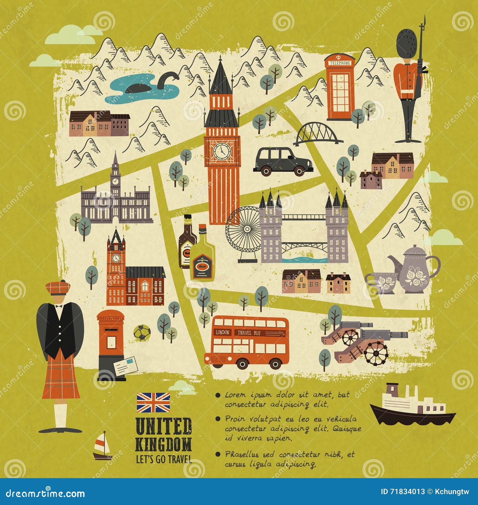 United Kingdom walking map stock illustration. Illustration of symbol ...