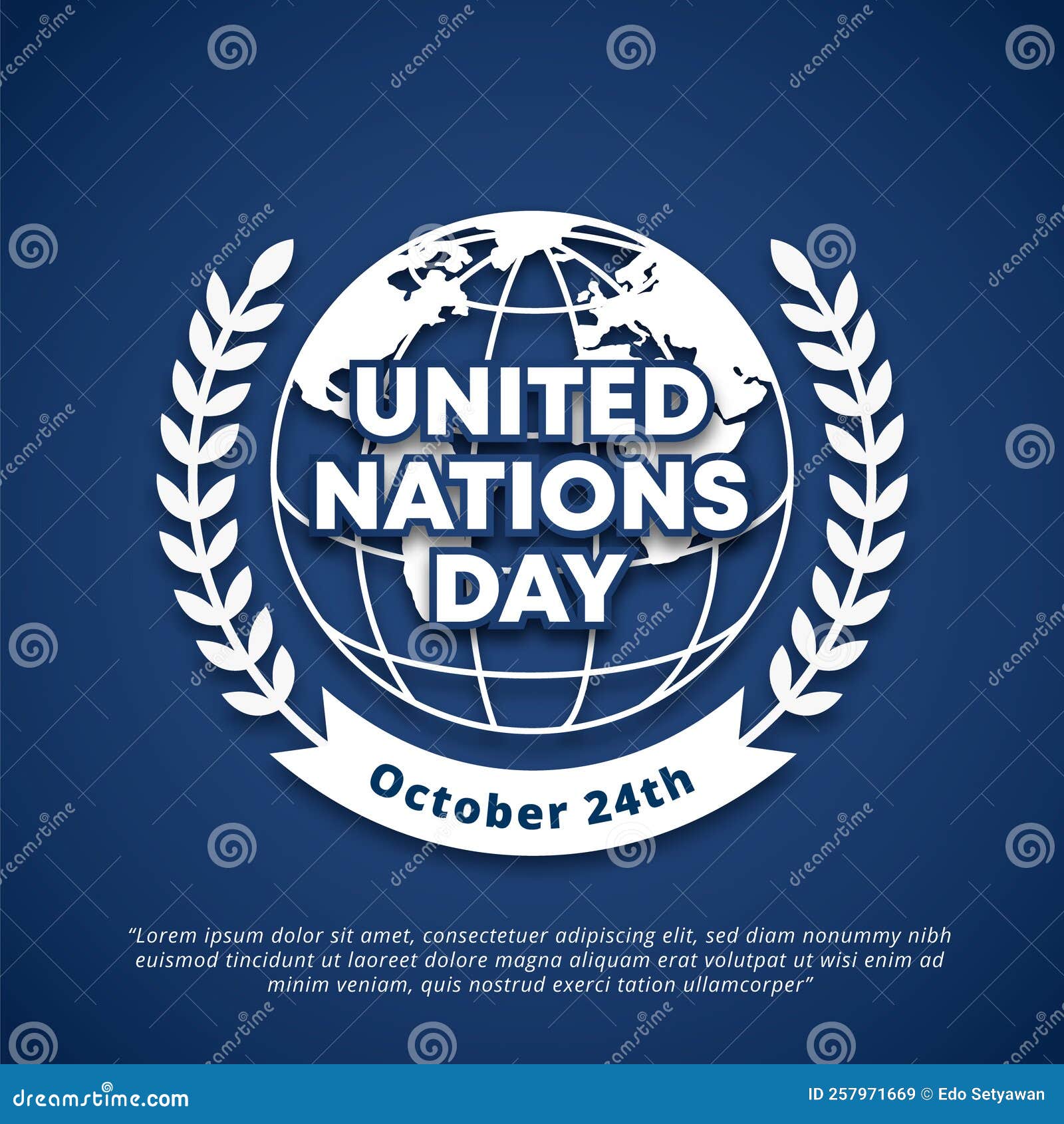 United Nations Day Background with Cutting Paper Design and Typography ...