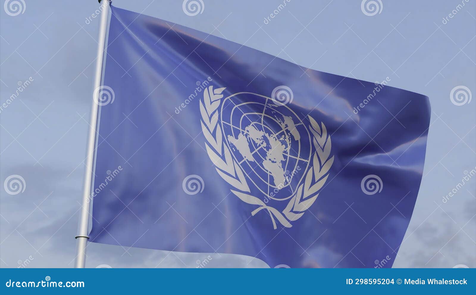United Nations Flag Background. Design. Realistic Blue Flag Waving in ...