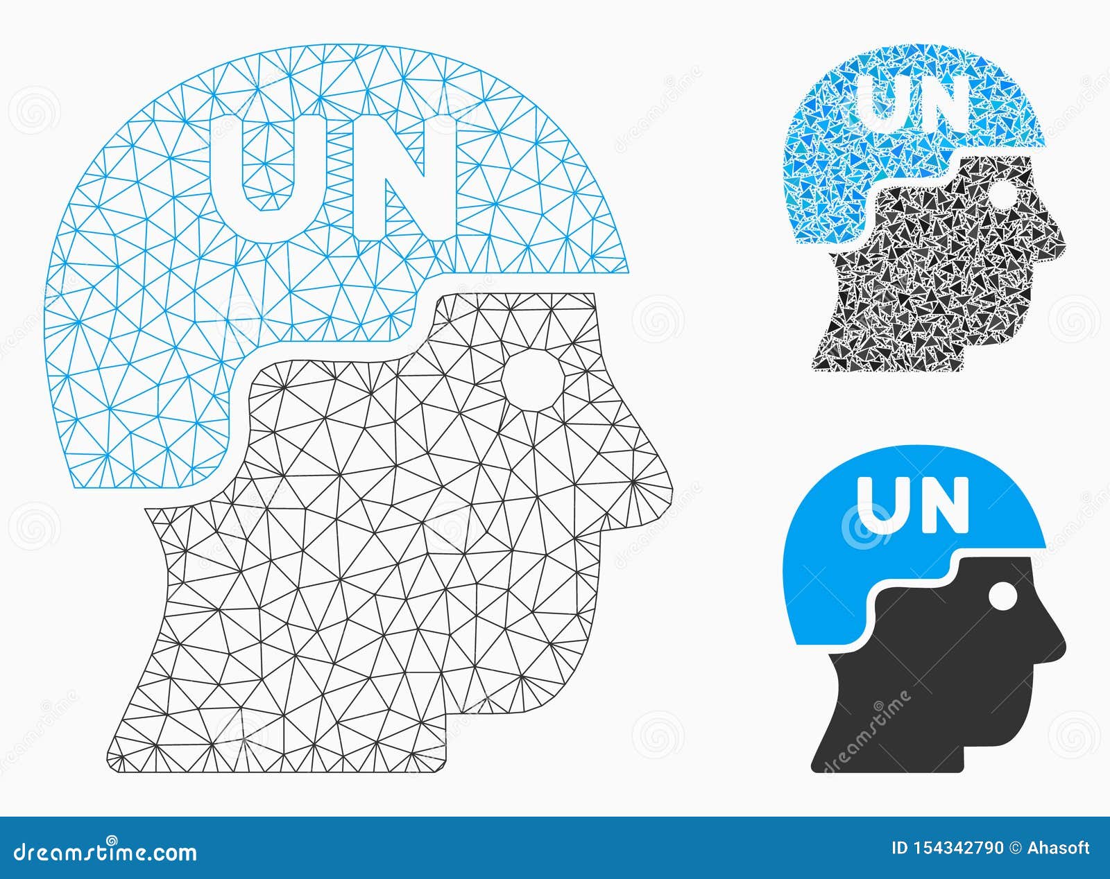 United Nations Soldier Helmet Vector Mesh Network Model and Triangle ...