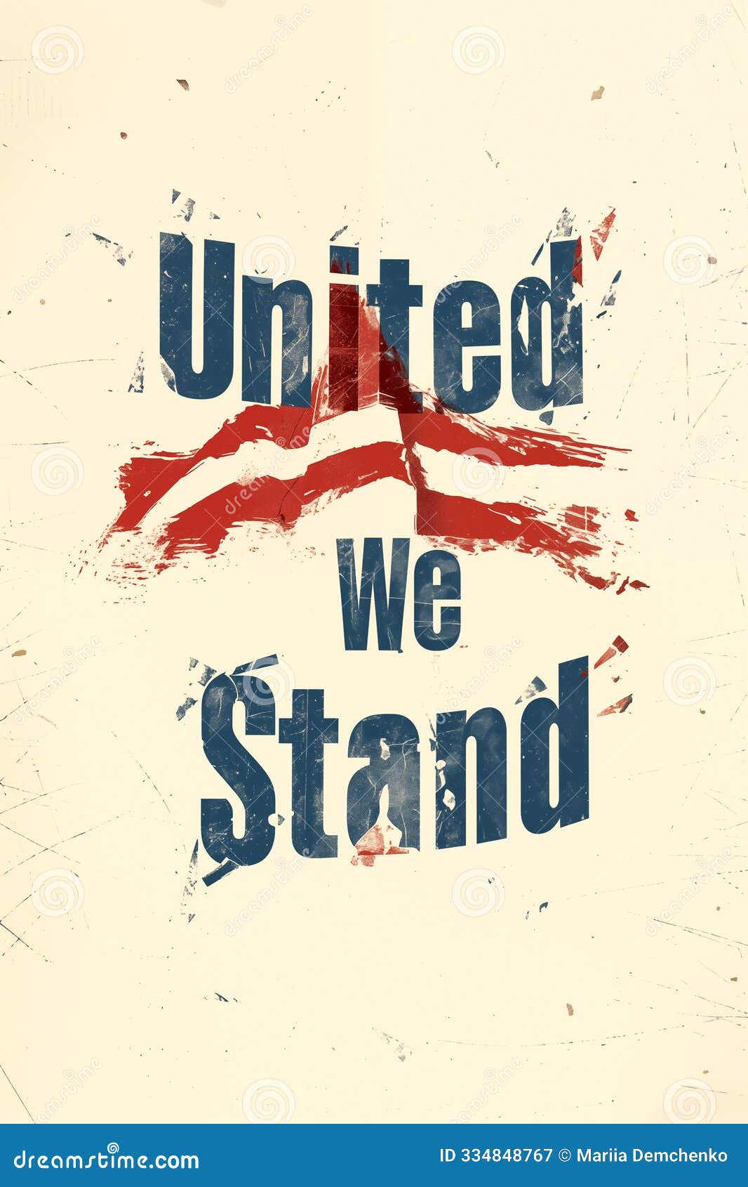 United we Stand Text with Flag Illustration on Beige Background Stock ...