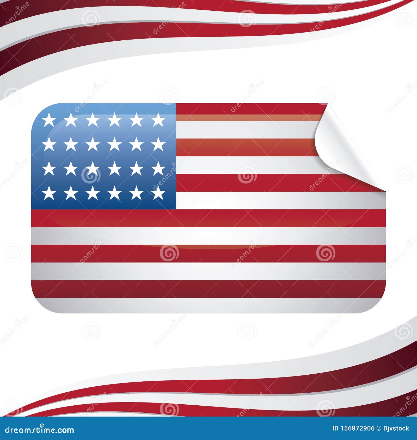United State of American Flag in Rectangle Shape Stock Illustration ...