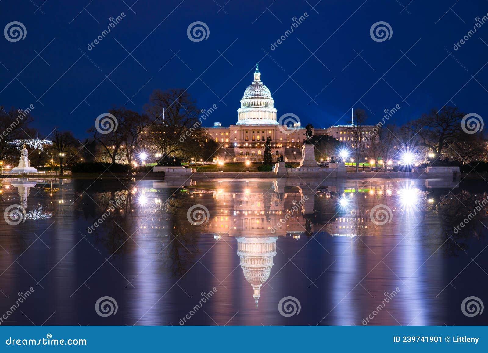 United State Capitol Building Seen at Night Stock Image - Image of city ...