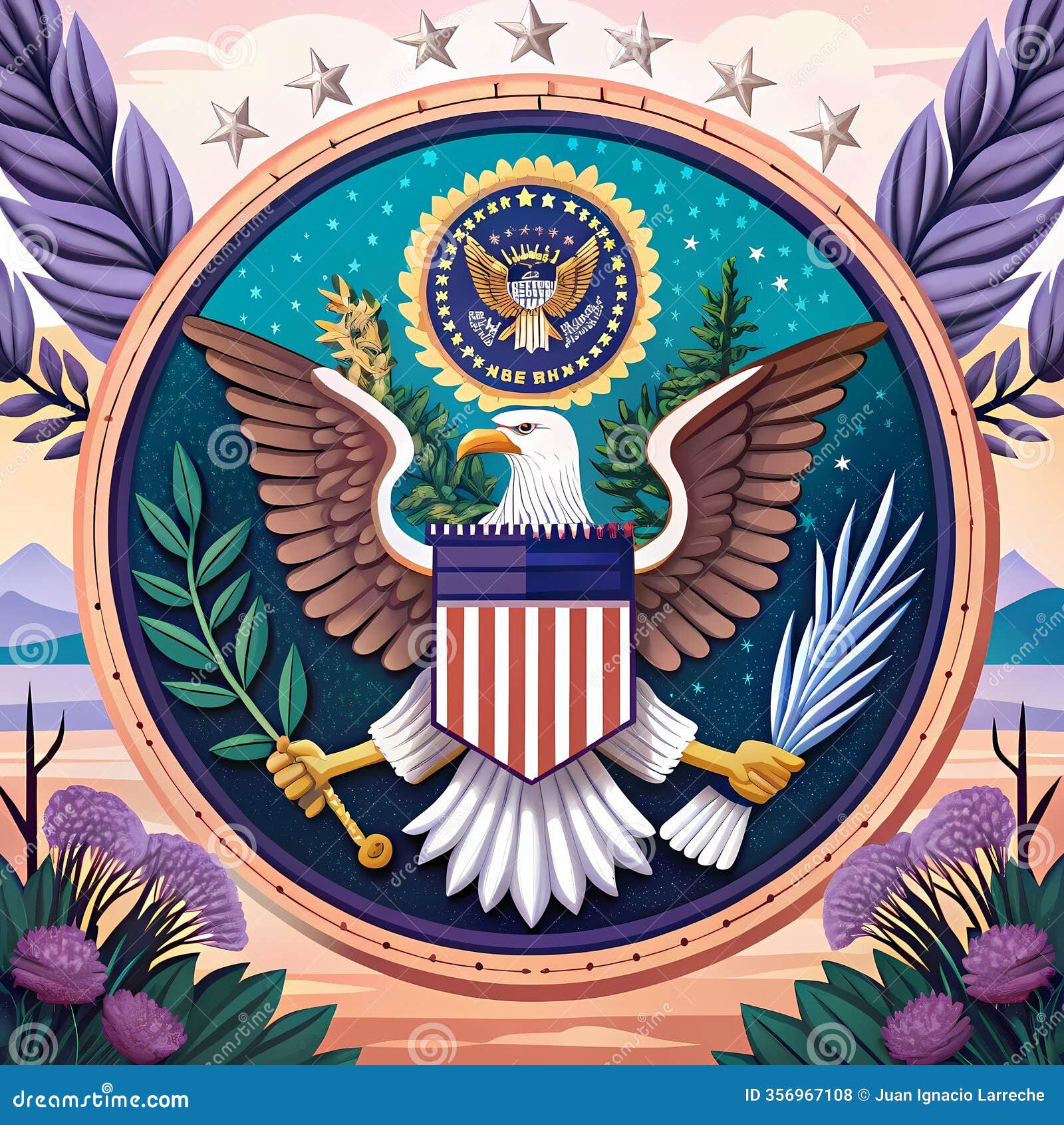 United States of America Emblem with Eagle and Shield, Vector ...