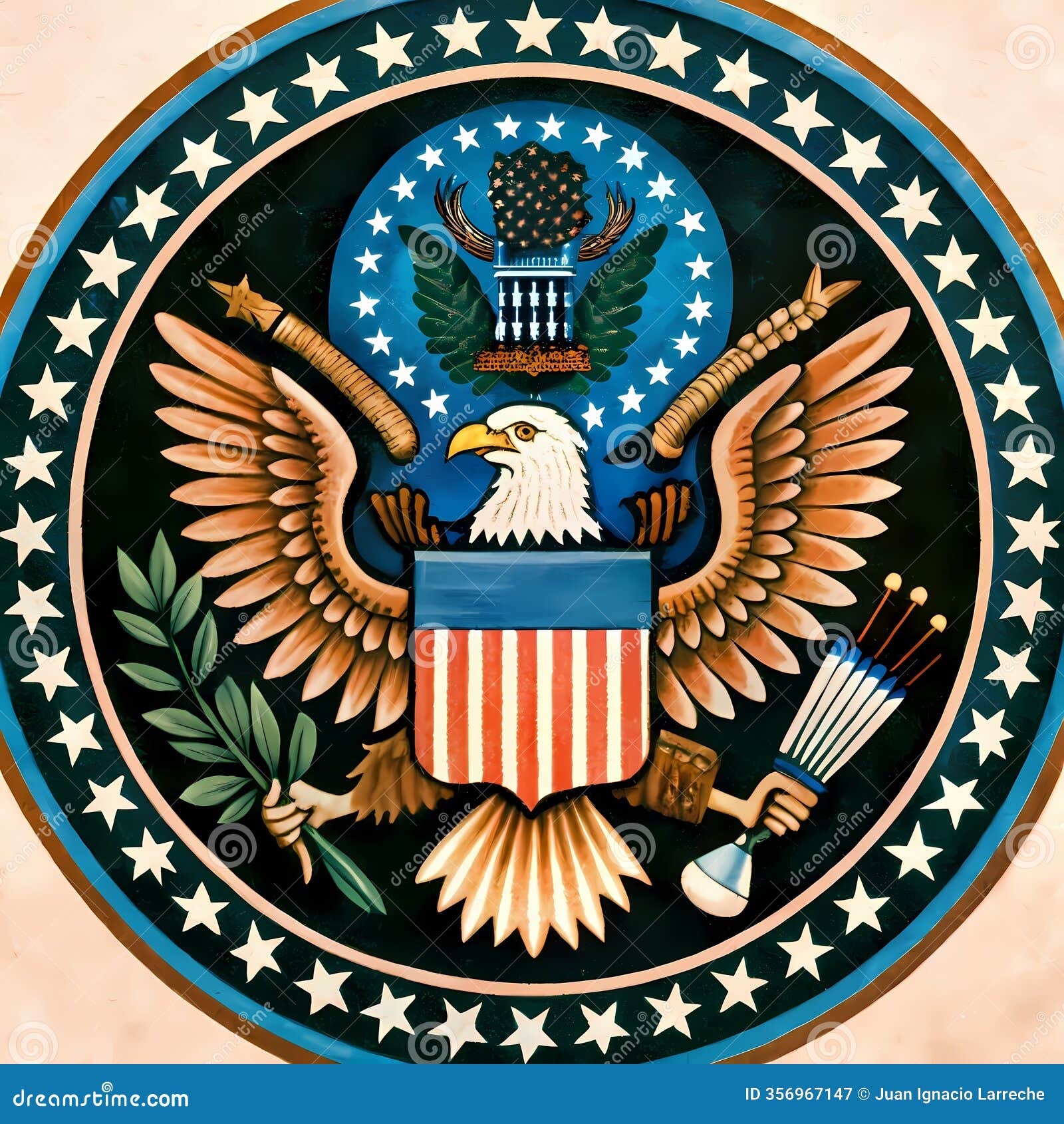 United States of America Emblem with Eagle and Shield, Vector ...
