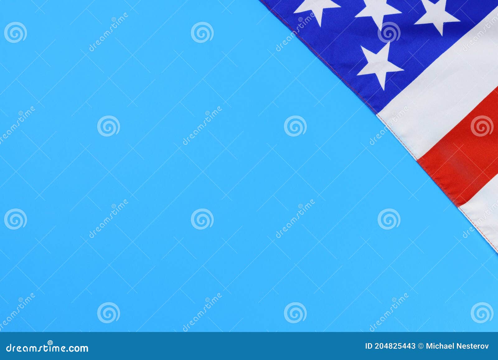 United States of America Flag on a Blue Background with Space for Text ...