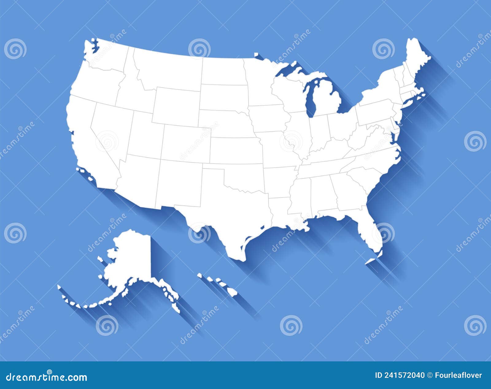 United States of America Map with Shadow Stock Vector - Illustration of ...