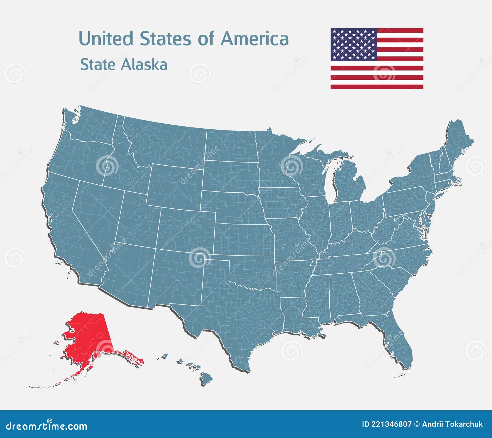 US State Alaska Political Map And Map Icons Vector Illustration ... US State Alaska Political Map And Map Icons Vector Illustration ...