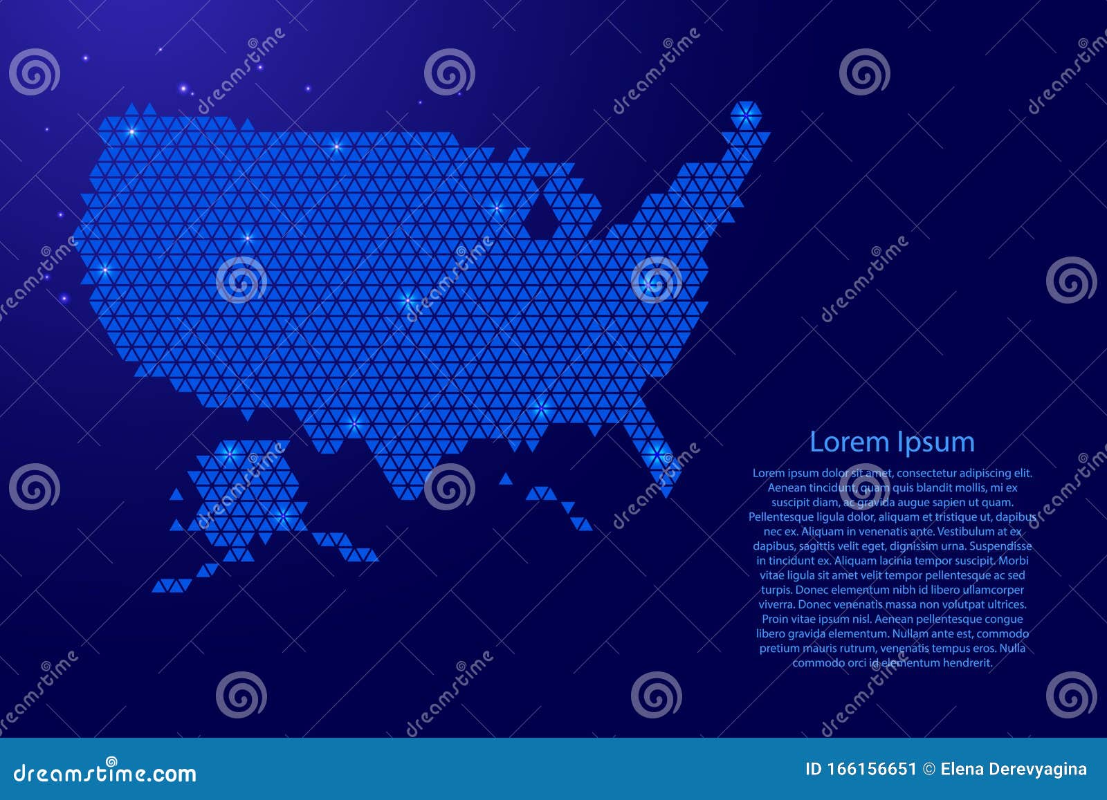 United States of America USA Map Abstract Schematic from Blue Triangles ...