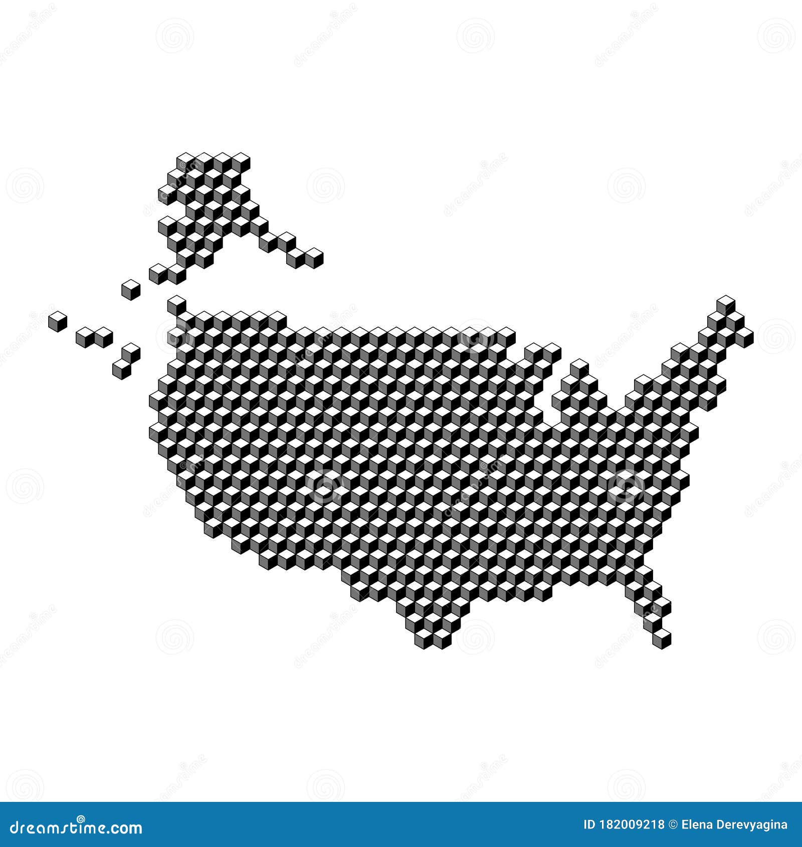 United States of America USA Map from 3D Black Cubes Isometric Abstract ...