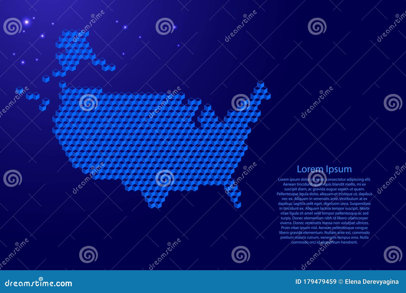 United States of America USA Map from 3D Blue Cubes Isometric Abstract ...
