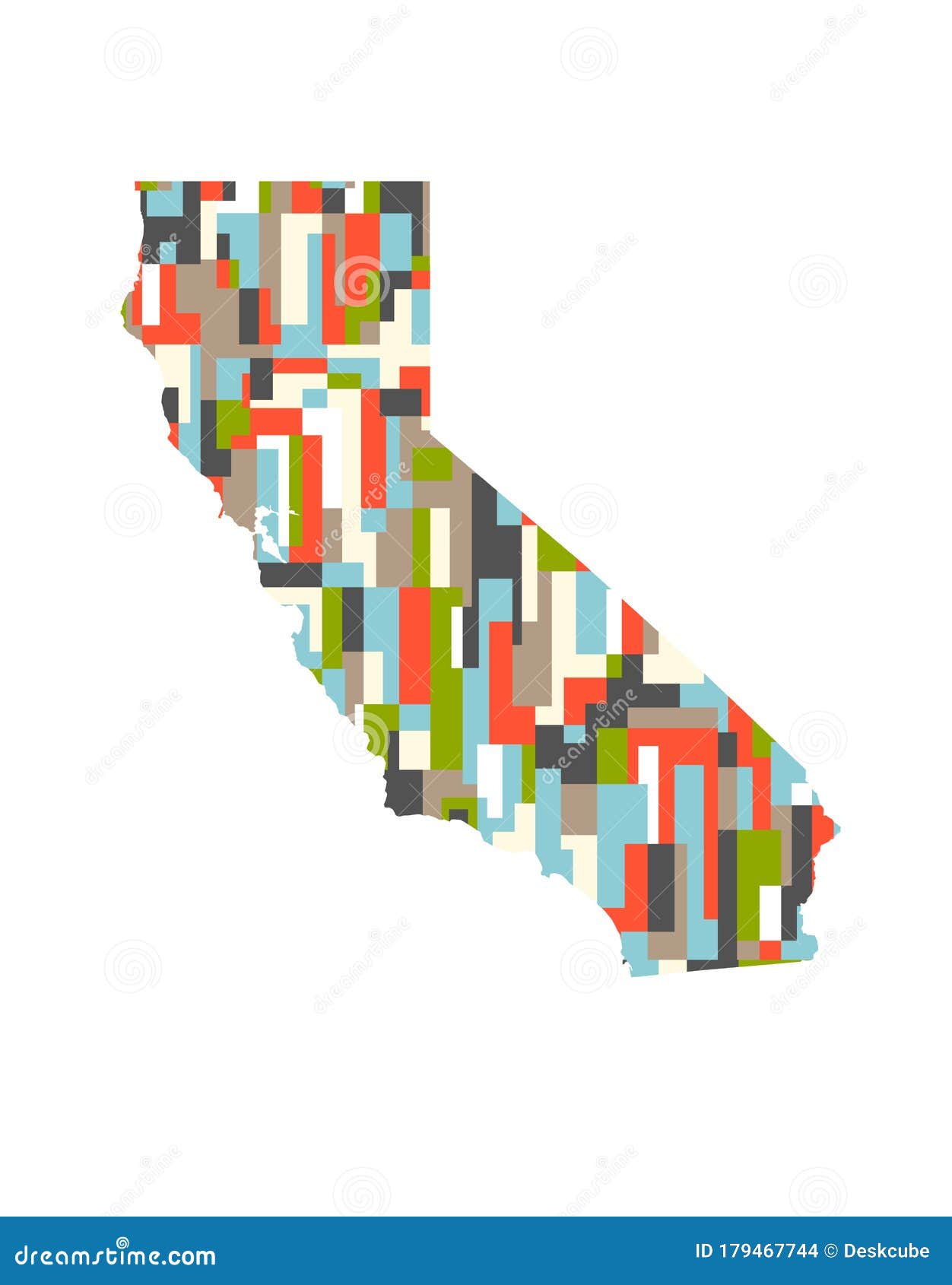California State Abstract Rectangular Color Pattern Map. Vector Design ...