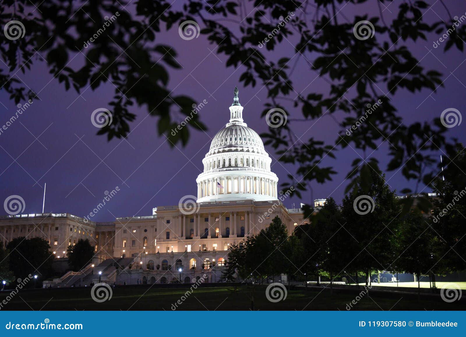 United States Capitol Building at Night Stock Photo - Image of ...